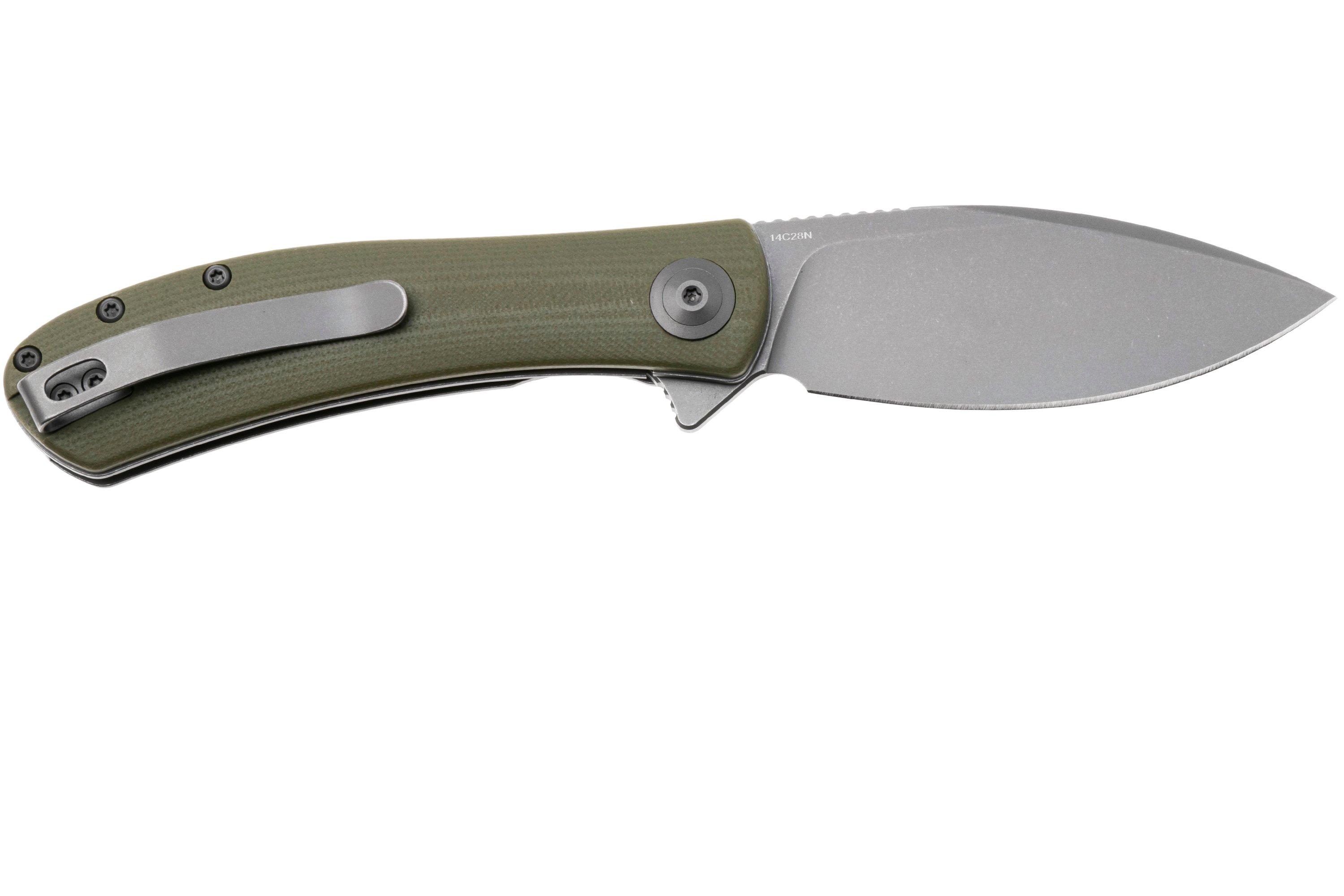 Trollsky Knives Mandu Evo MTE001 Stonewashed 14C28N, Green G10, couteau ...