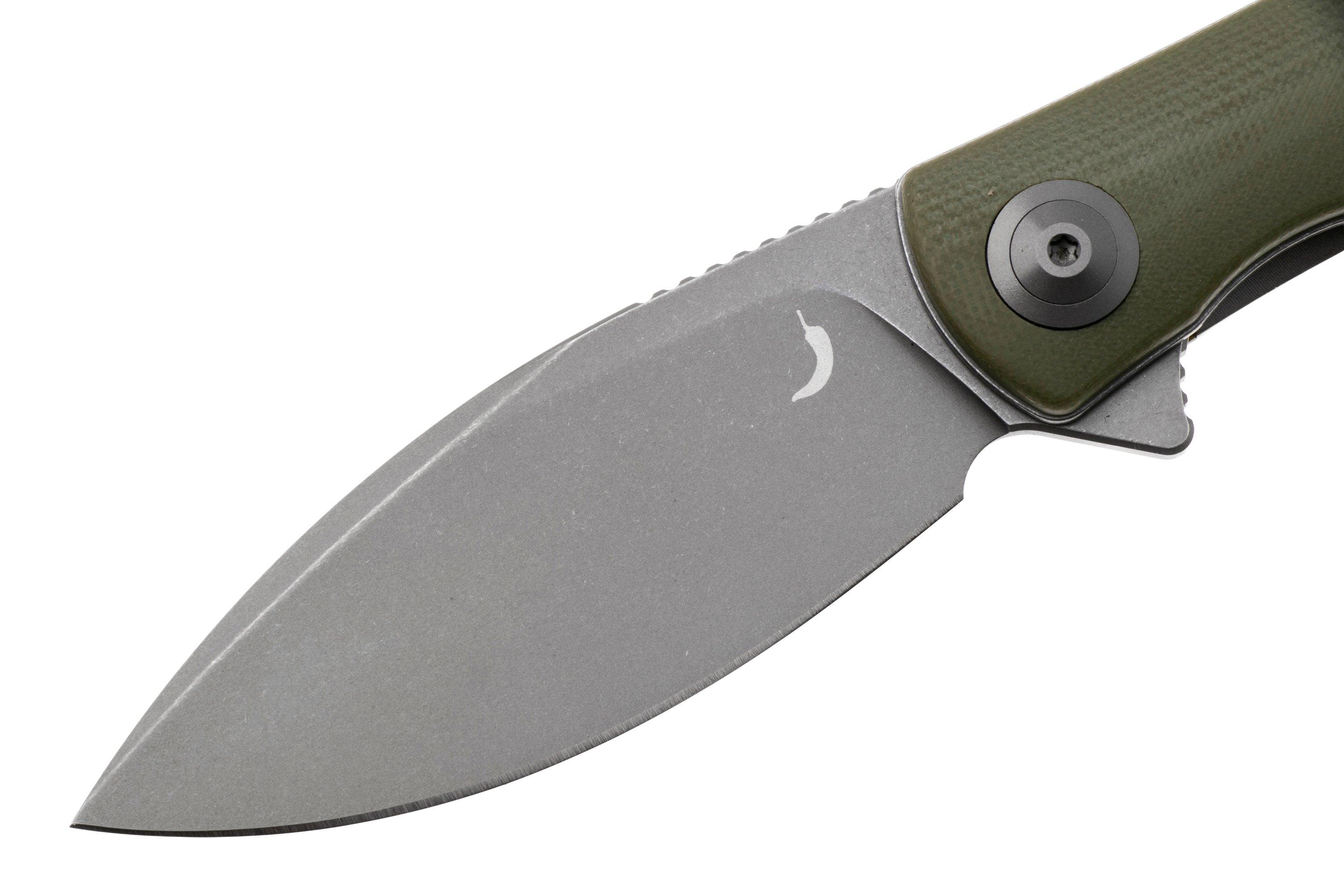 Trollsky Knives Mandu Evo MTE001 Stonewashed 14C28N, Green G10, couteau ...