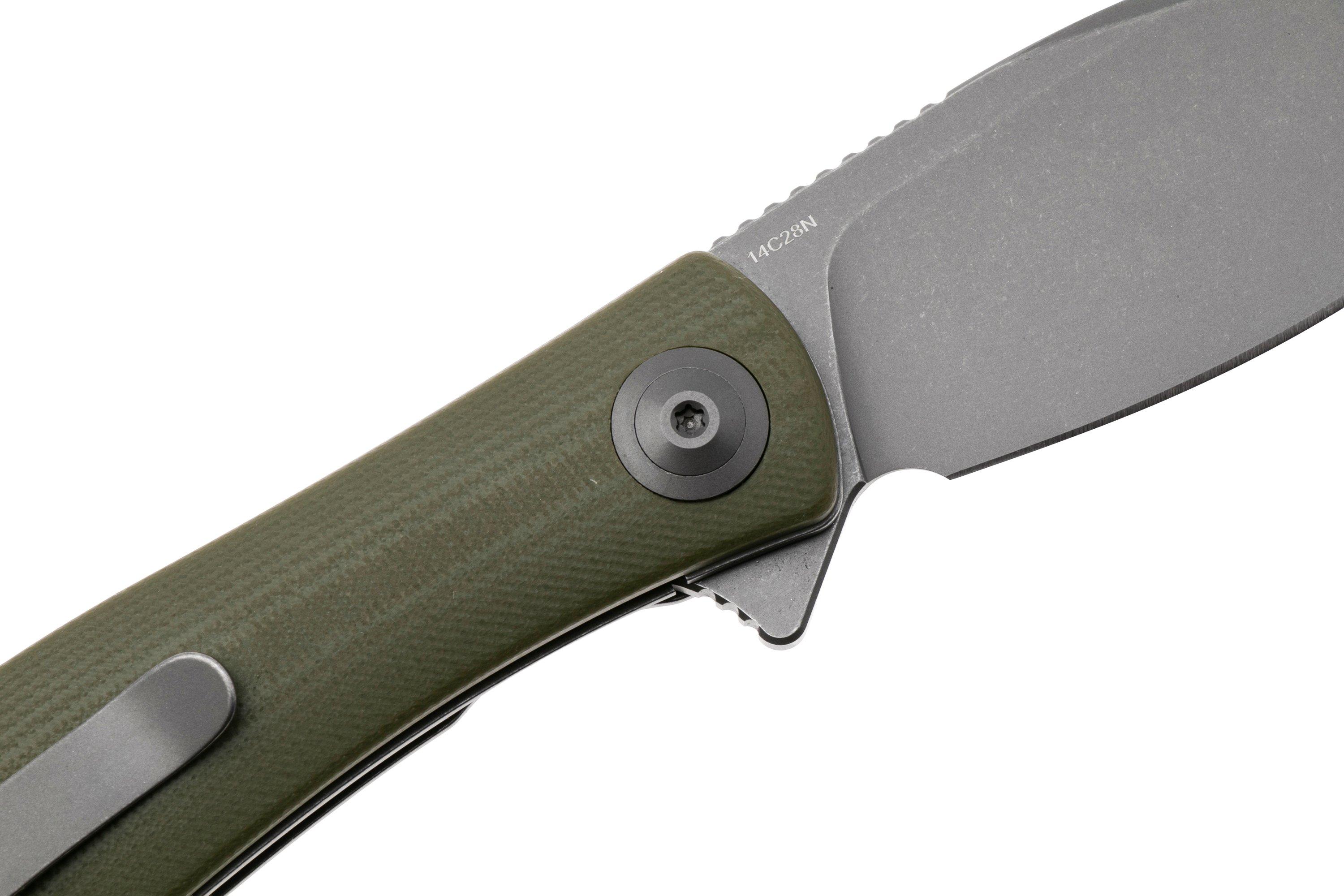 Trollsky Knives Mandu Evo MTE001 Stonewashed 14C28N, Green G10, navalha ...