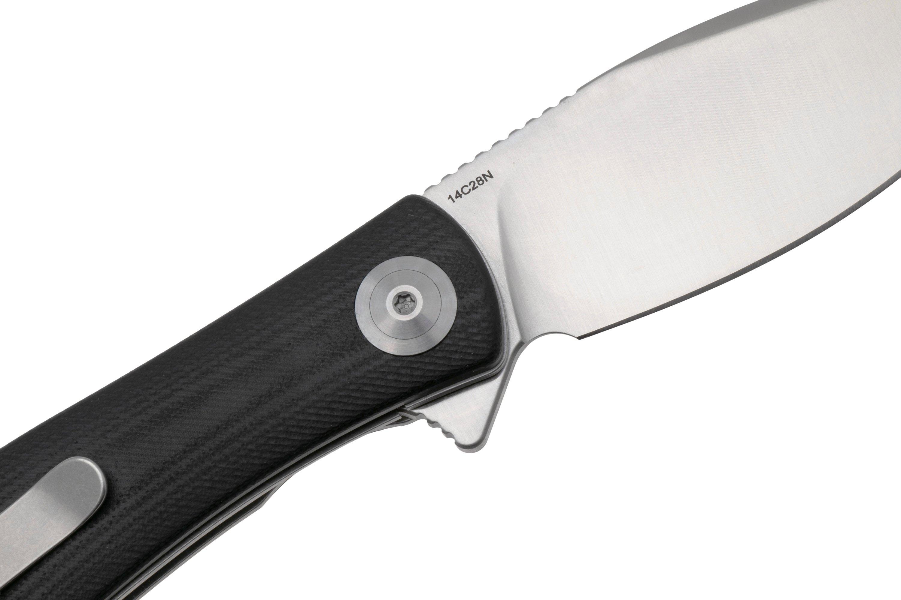 Trollsky Knives Mandu Evo MTE002 Satin 14C28N, Black G10, couteau de ...