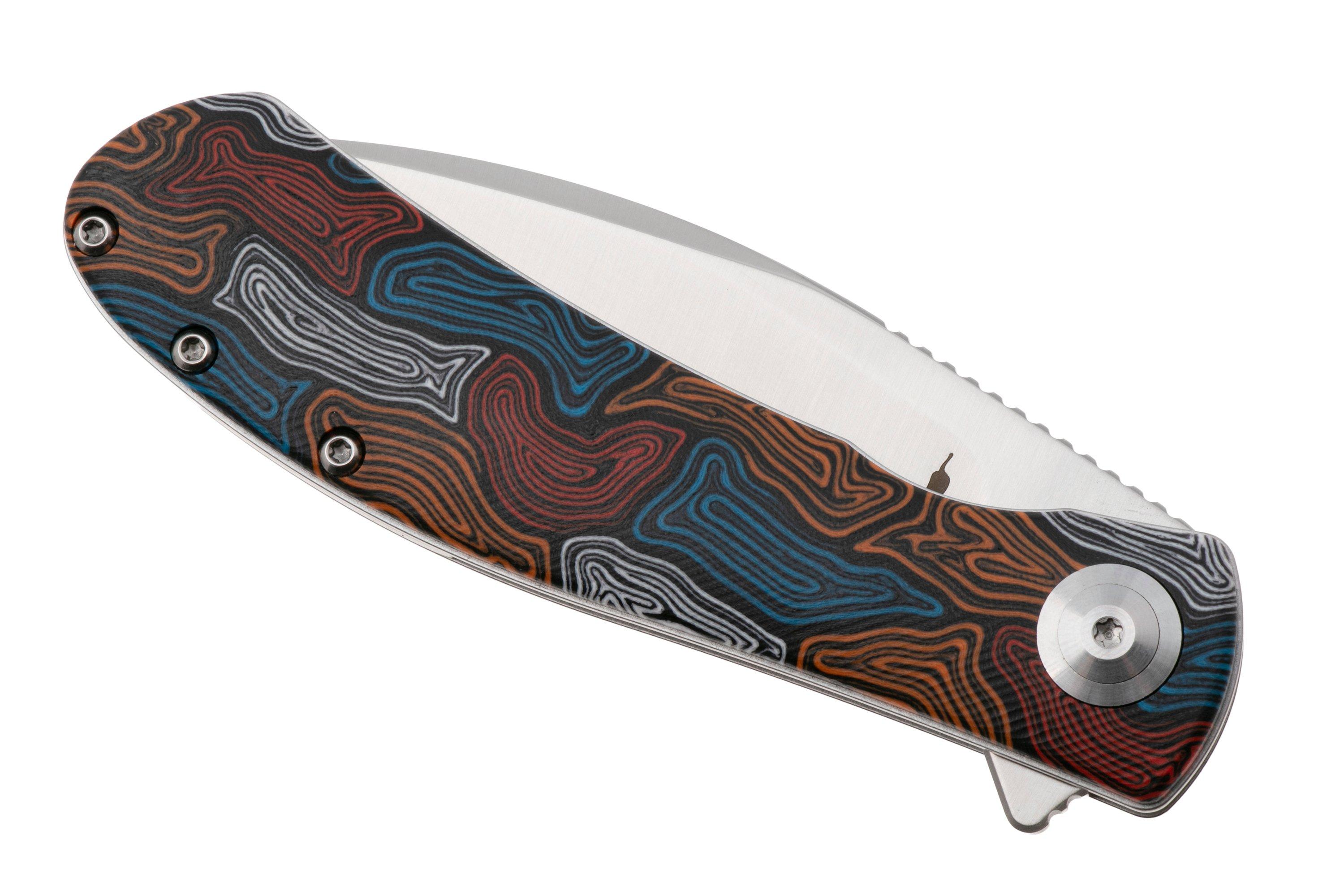 Trollsky Knives Mandu Evo MTE010 Satin 14C28N, Kaleidoscope Turtle G10 ...