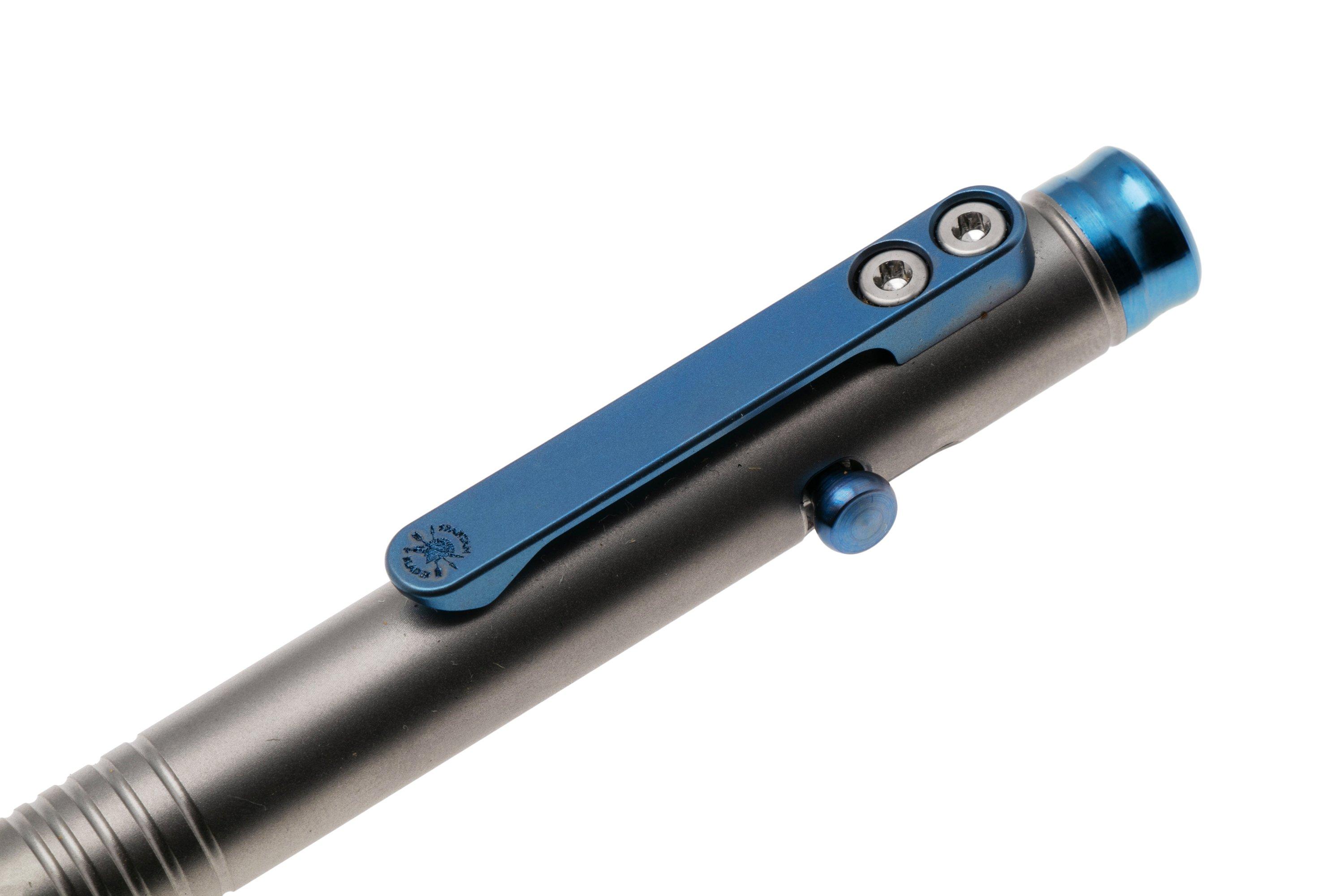 Spartan Blades Grafi Bolt Action Pen, Blue Titanium, everyday carry pen ...