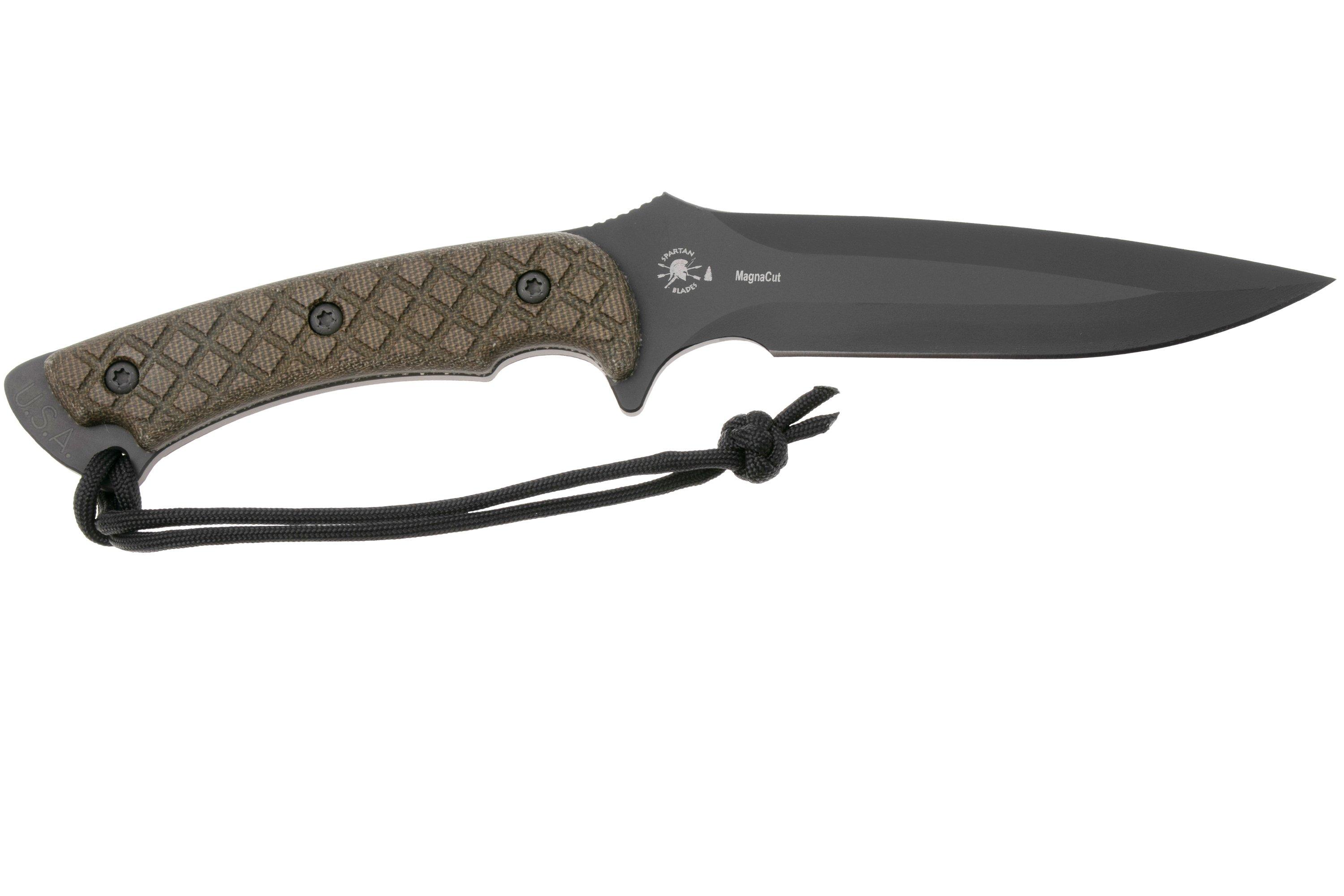 Spartan Blades Ares SB1BKGRKYBK Black, Green Micarta, survival knife, kydex sheath ...