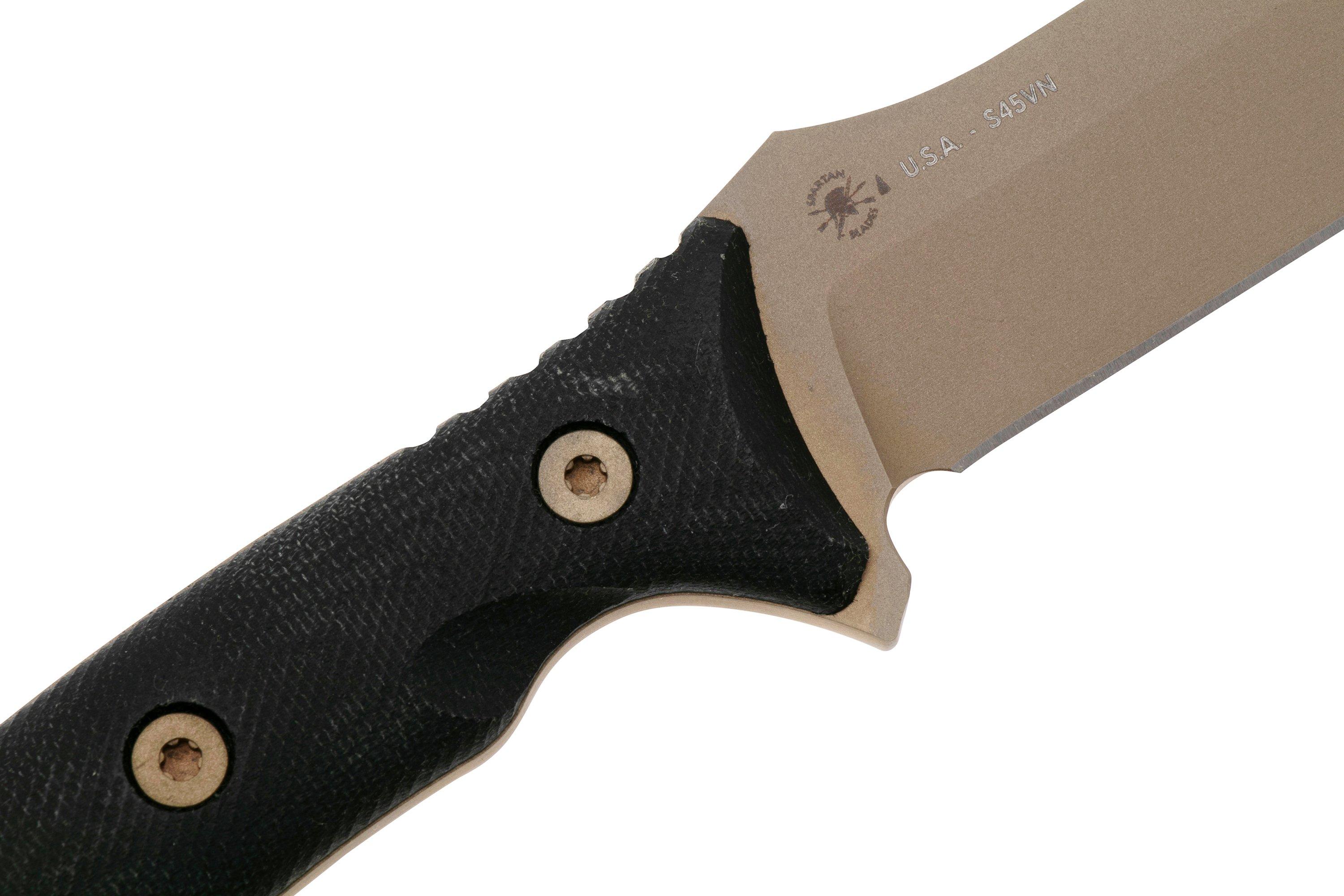 Spartan Blades Moros SB53DEBKKYTN Flat Dark Earth, Black Micarta ...
