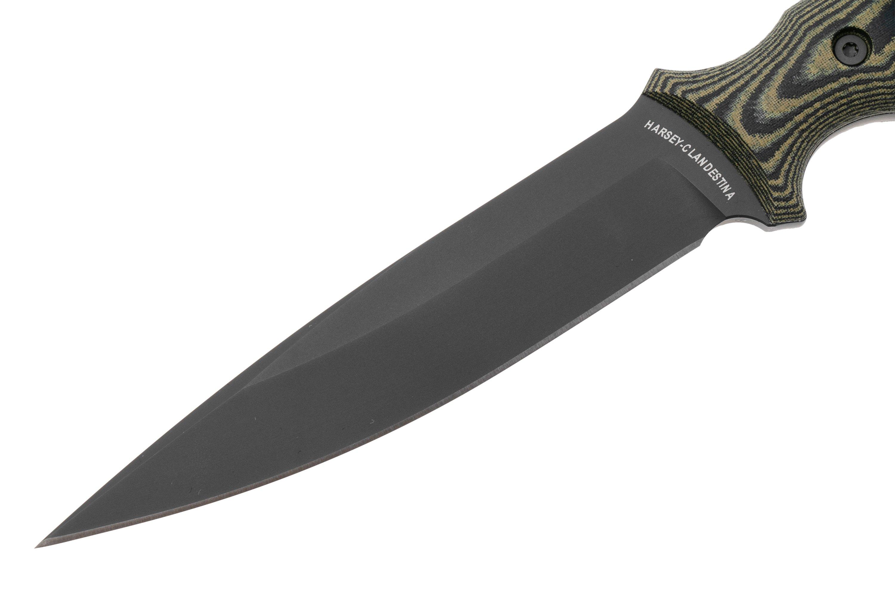 Spartan Blades Harsey Clandestina SB57BKCMNLBK Black, Camo Micarta ...