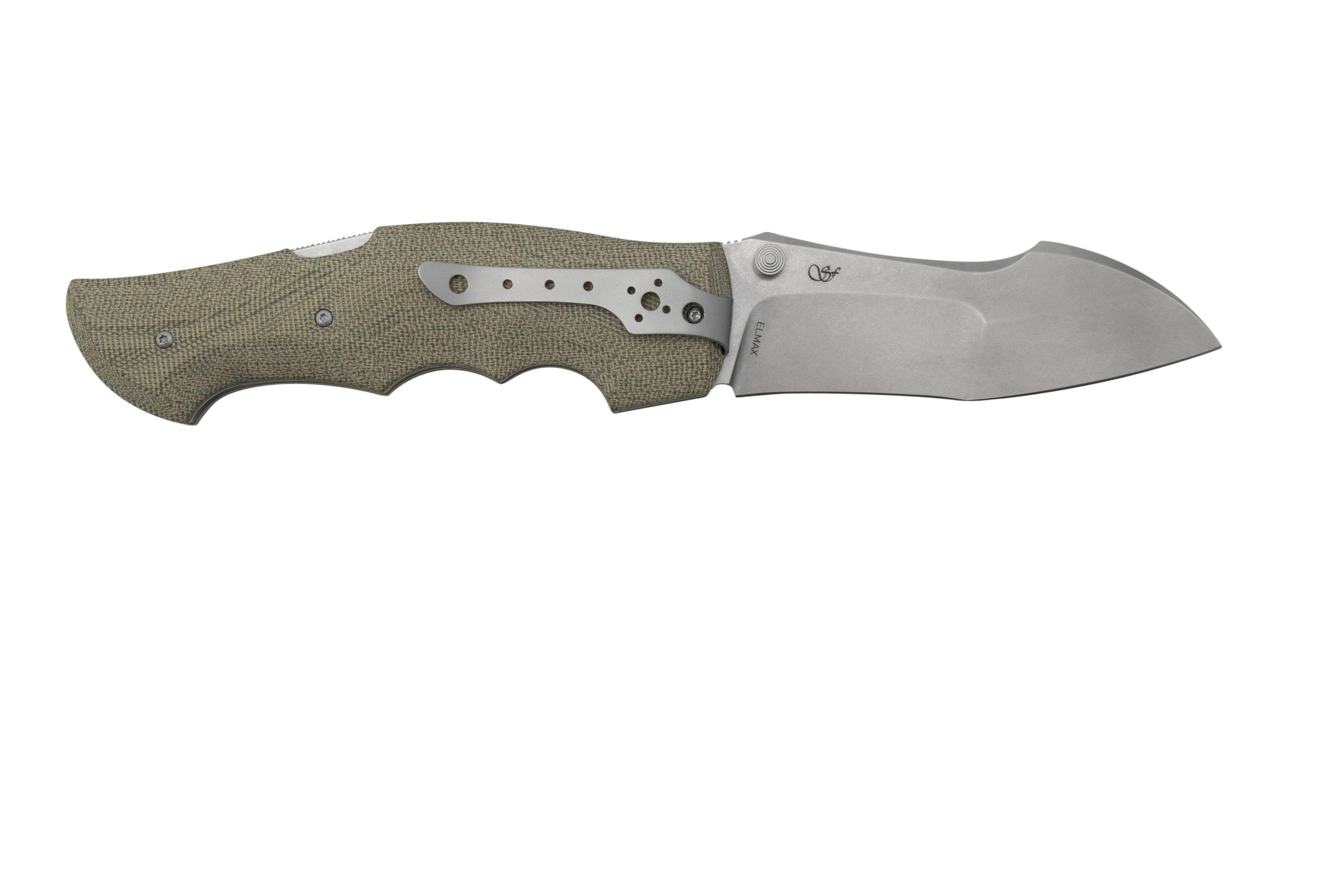 Viper Rhino 1, V5903CV, Stonewash Elmax, Green Canvas Micarta pocket ...