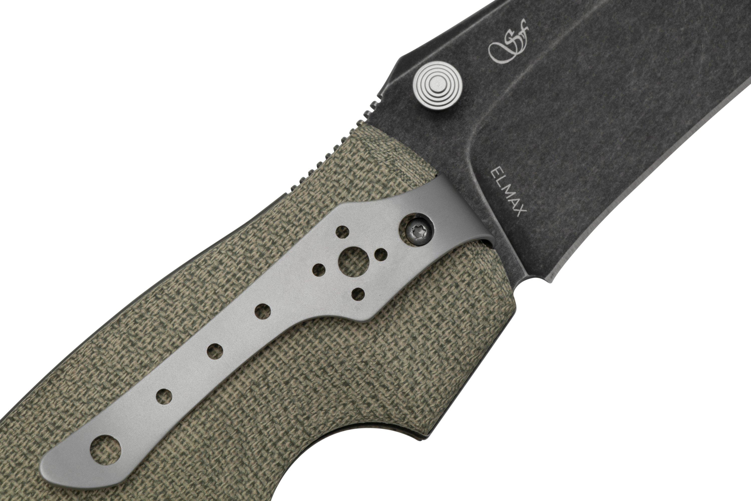 Viper Rhino 1, V5905CV, Blackwash Elmax, Green Canvas Micarta zakmes, Fabrizio Silvestrelli ...