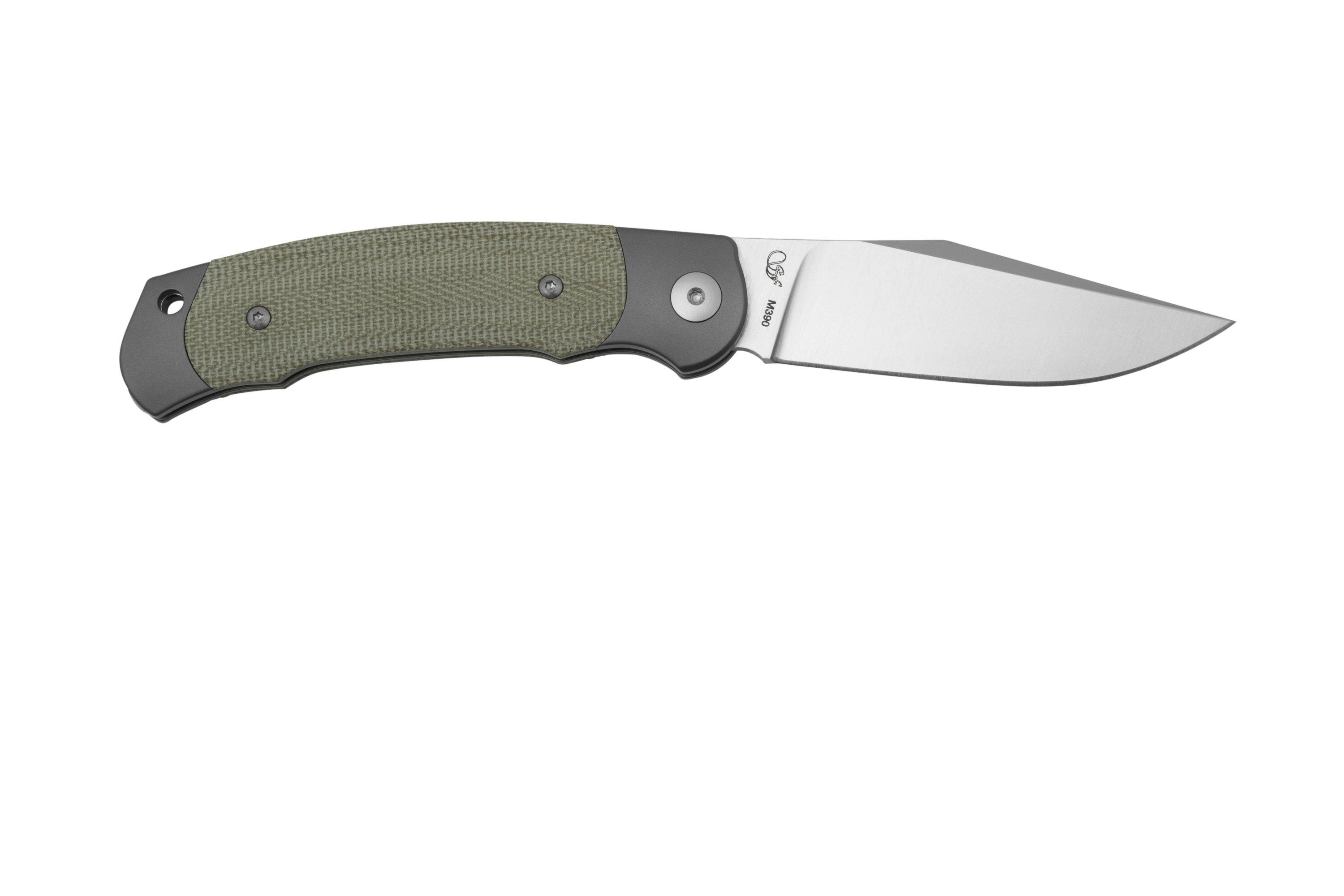 Viper Twin, V6002CG, Satin M390, Green Canvas Micarta pocket knife ...