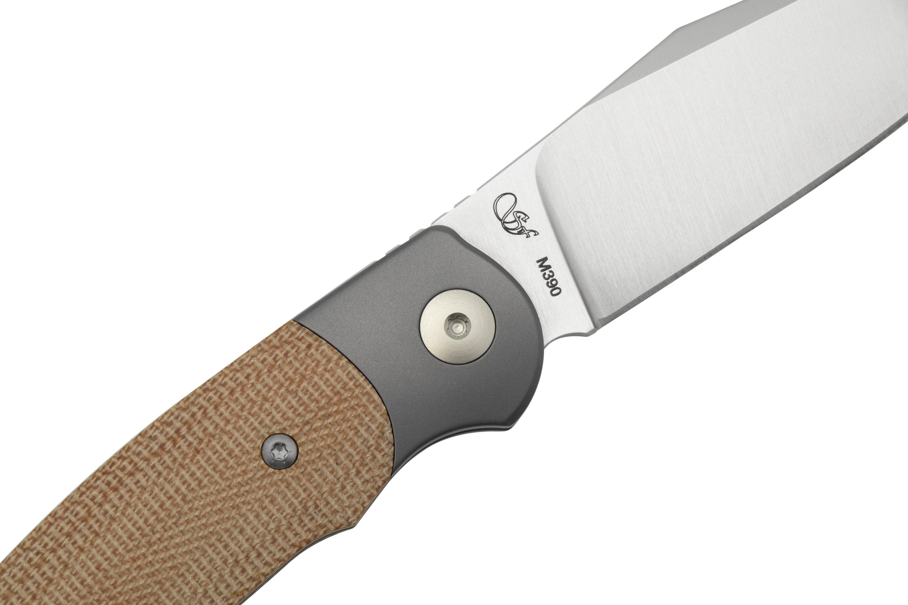 Viper Twin, V6002CN, Satin M390, Natural Canvas Micarta pocket knife ...
