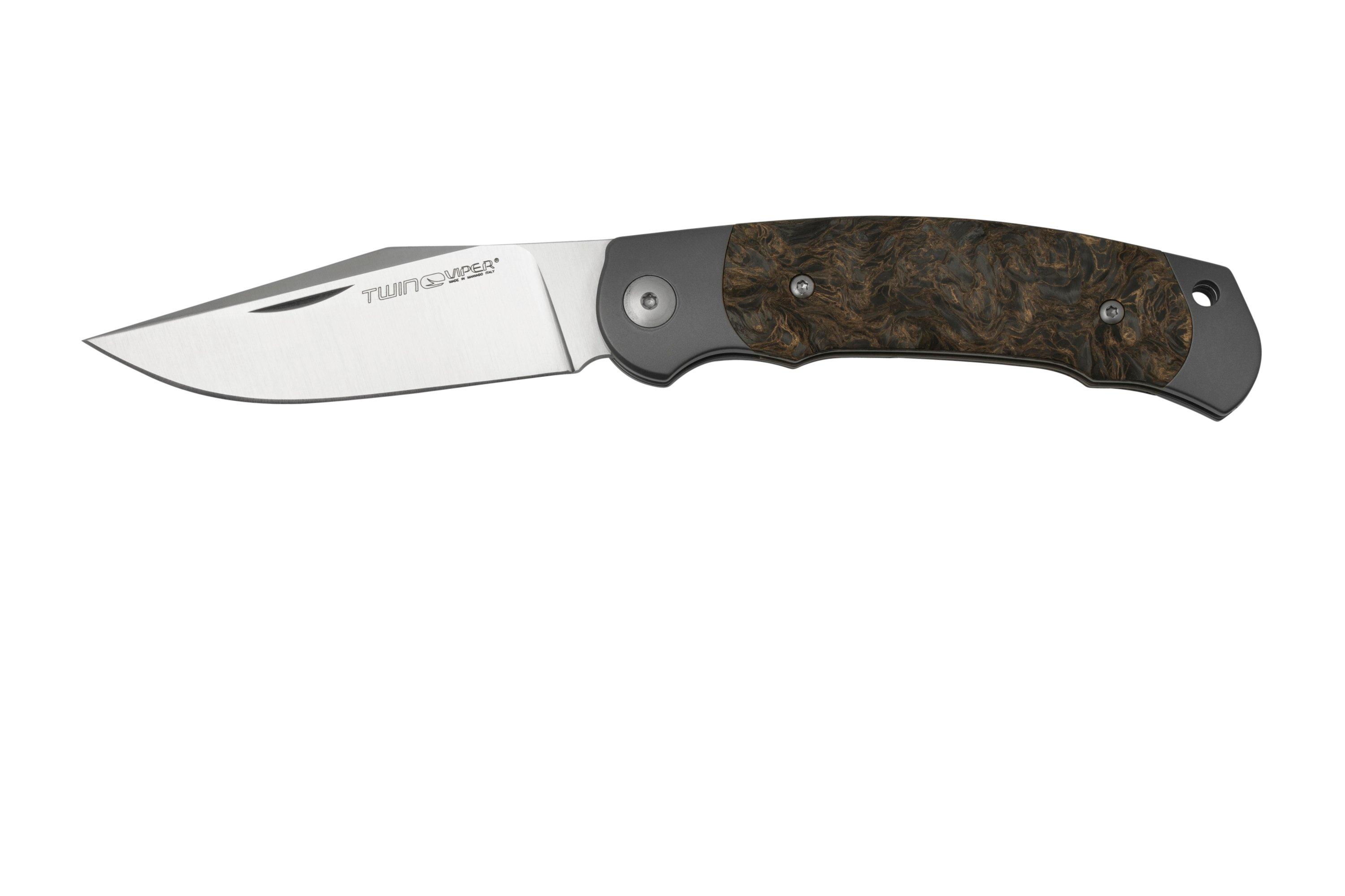 Viper Twin, V6002FCG, Satin M390, Gold Dark Matter pocket knife ...