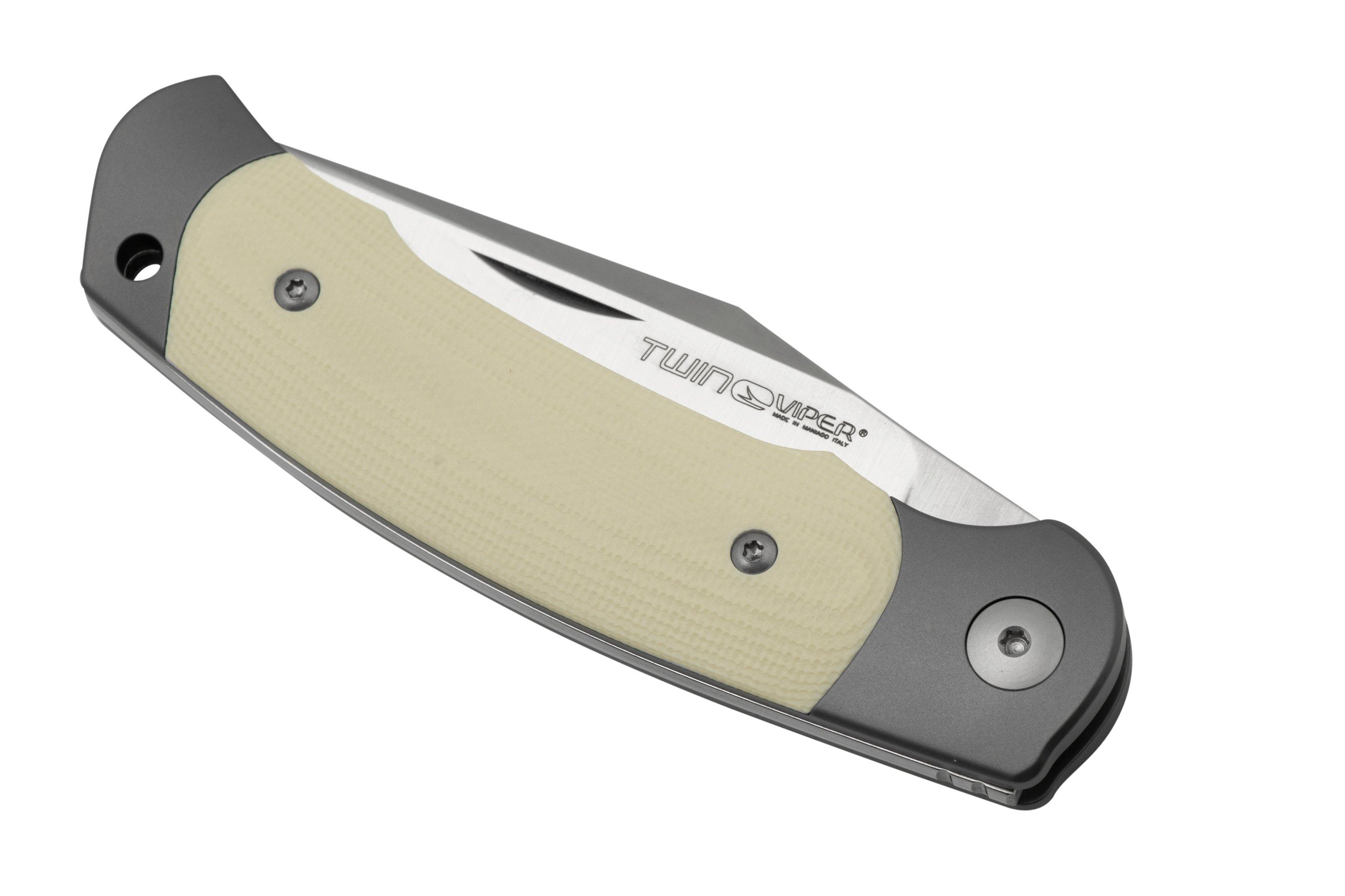 Viper Twin, V6002GI, Satin M390, Ivory G10 pocket knife, Fabrizio ...