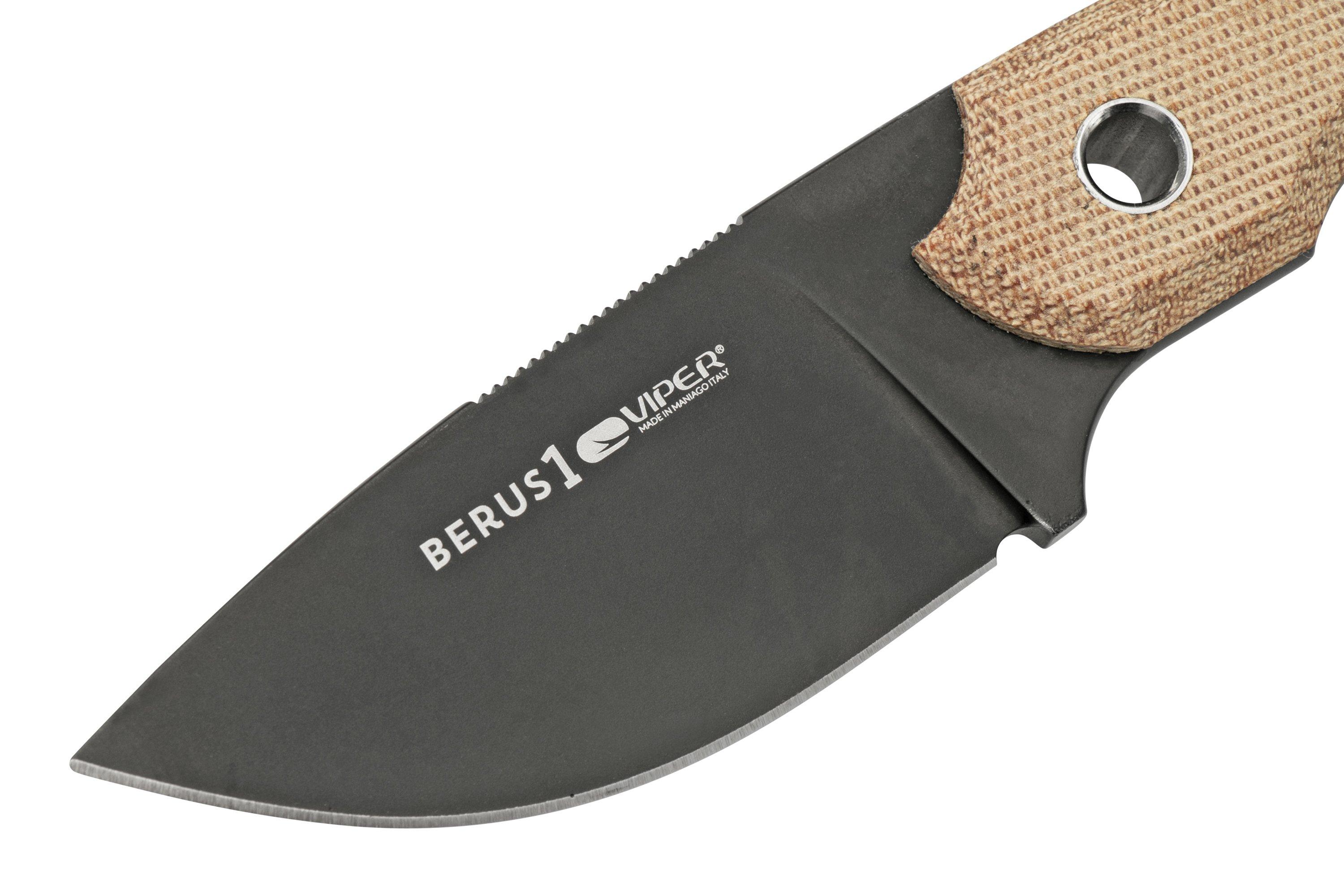 Viper Berus 1 VT4012DCN M390 PVD Black, Natural Canvas Micarta fixed ...