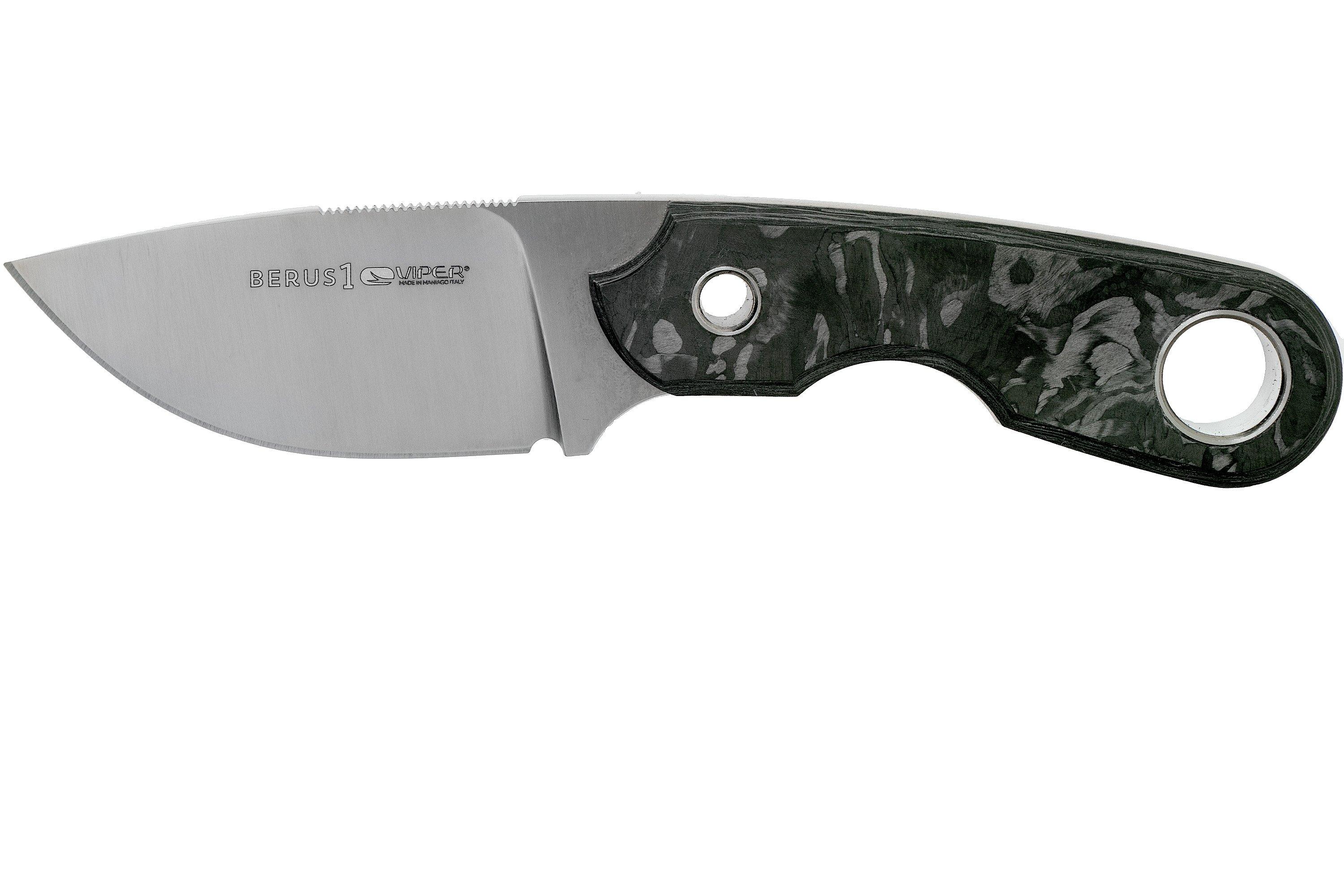 Viper Berus 1 VT4012FCM M390 Satin, Marbled Carbon Fibre fixed knife ...