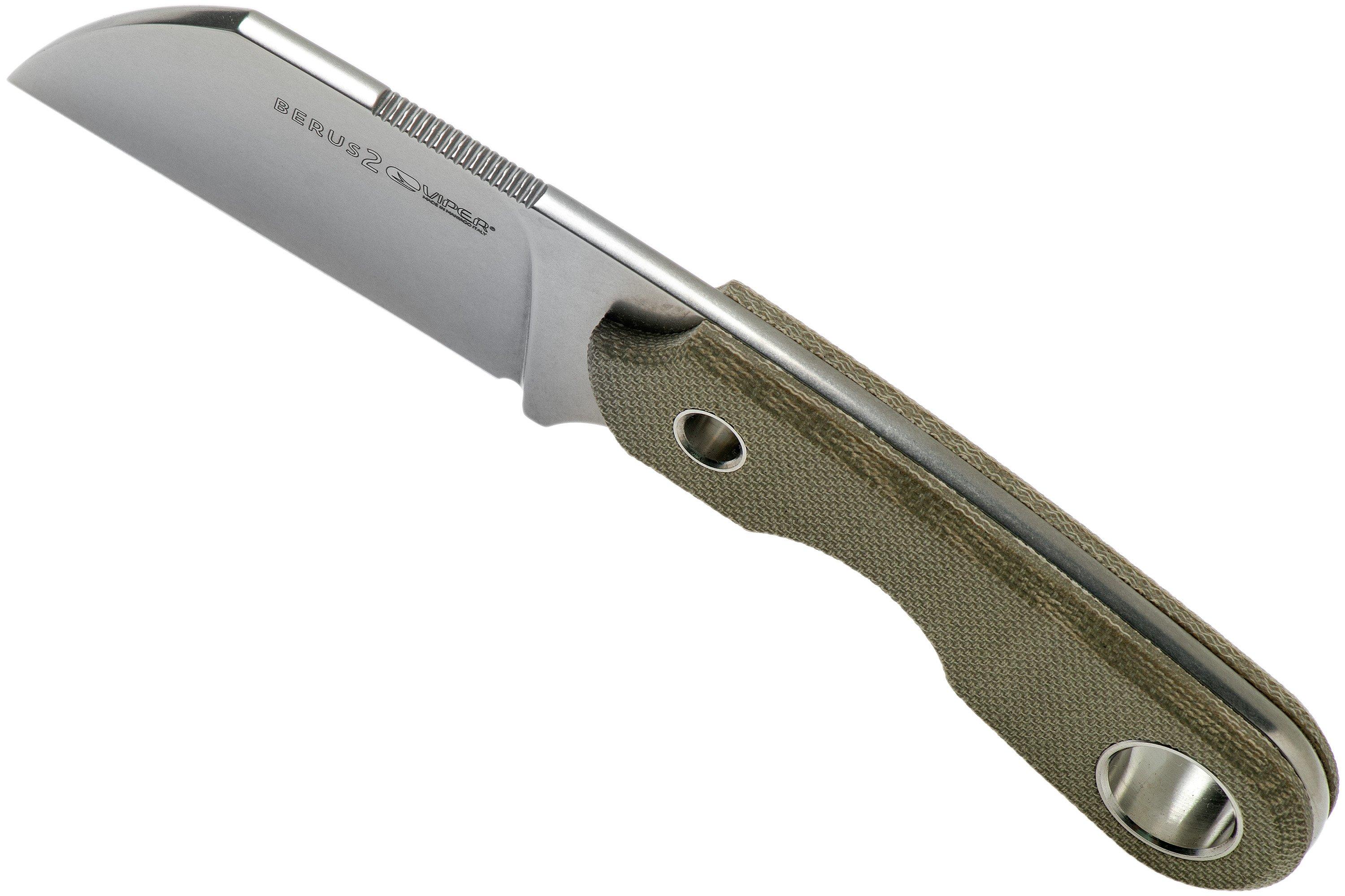 Viper Berus 2 VT4014CG M390 Stonewashed, Green Canvas Micarta fixed ...
