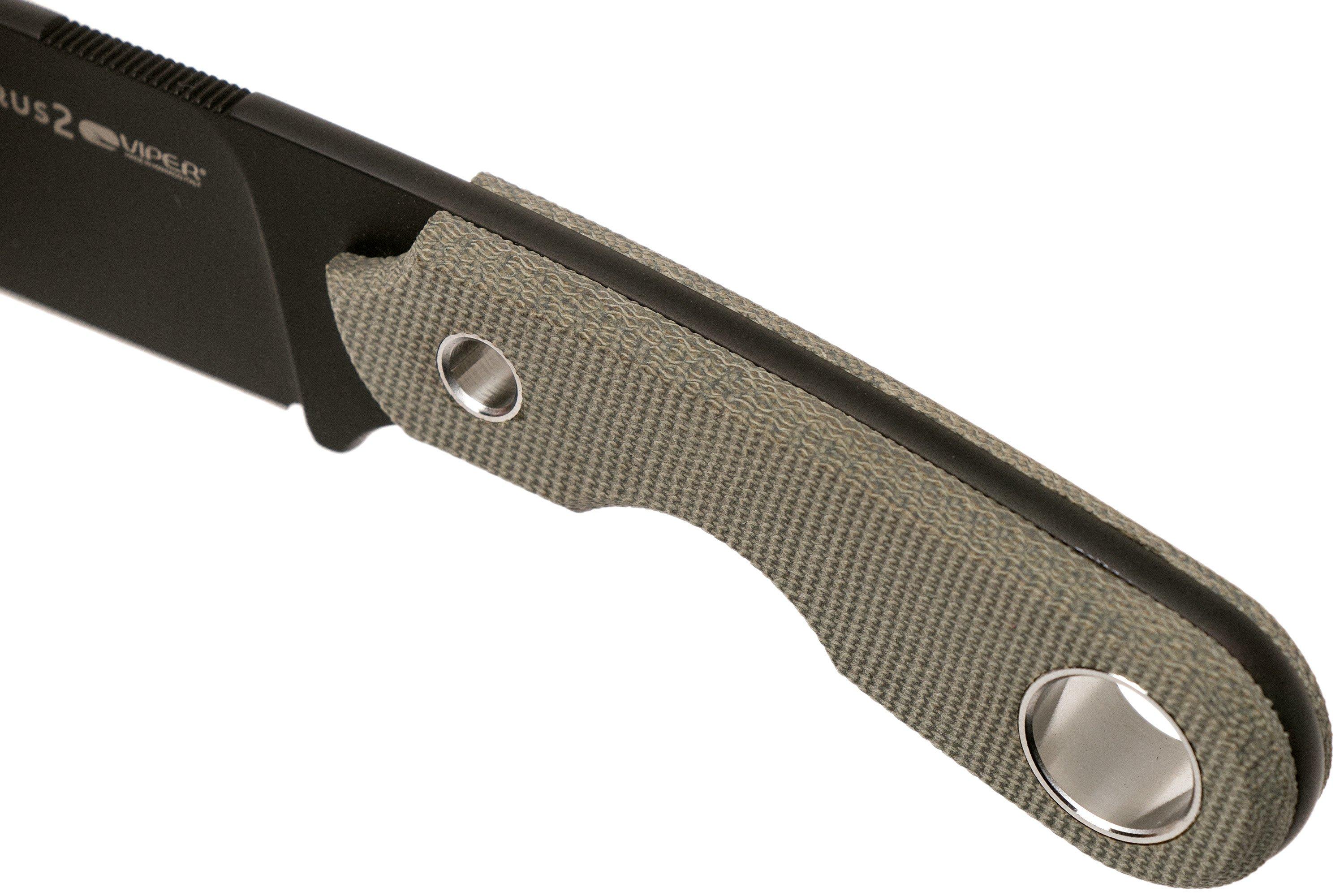 Viper Berus 2 VT4014DCG M390 PVD Black, Green Canvas Micarta fixed ...