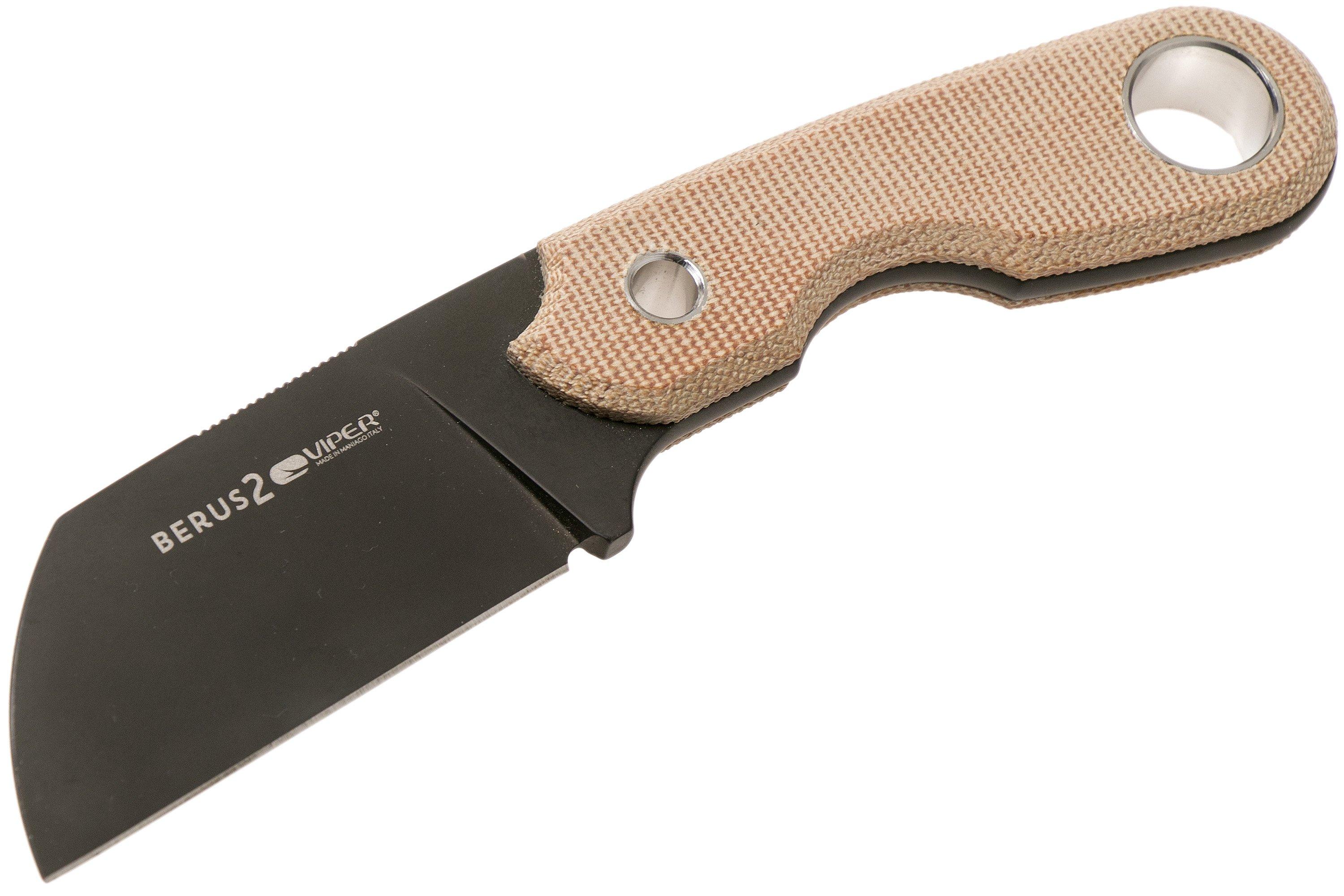 Viper Berus 2 VT4014DCN M390 PVD Black, Natural Canvas Micarta fixed ...