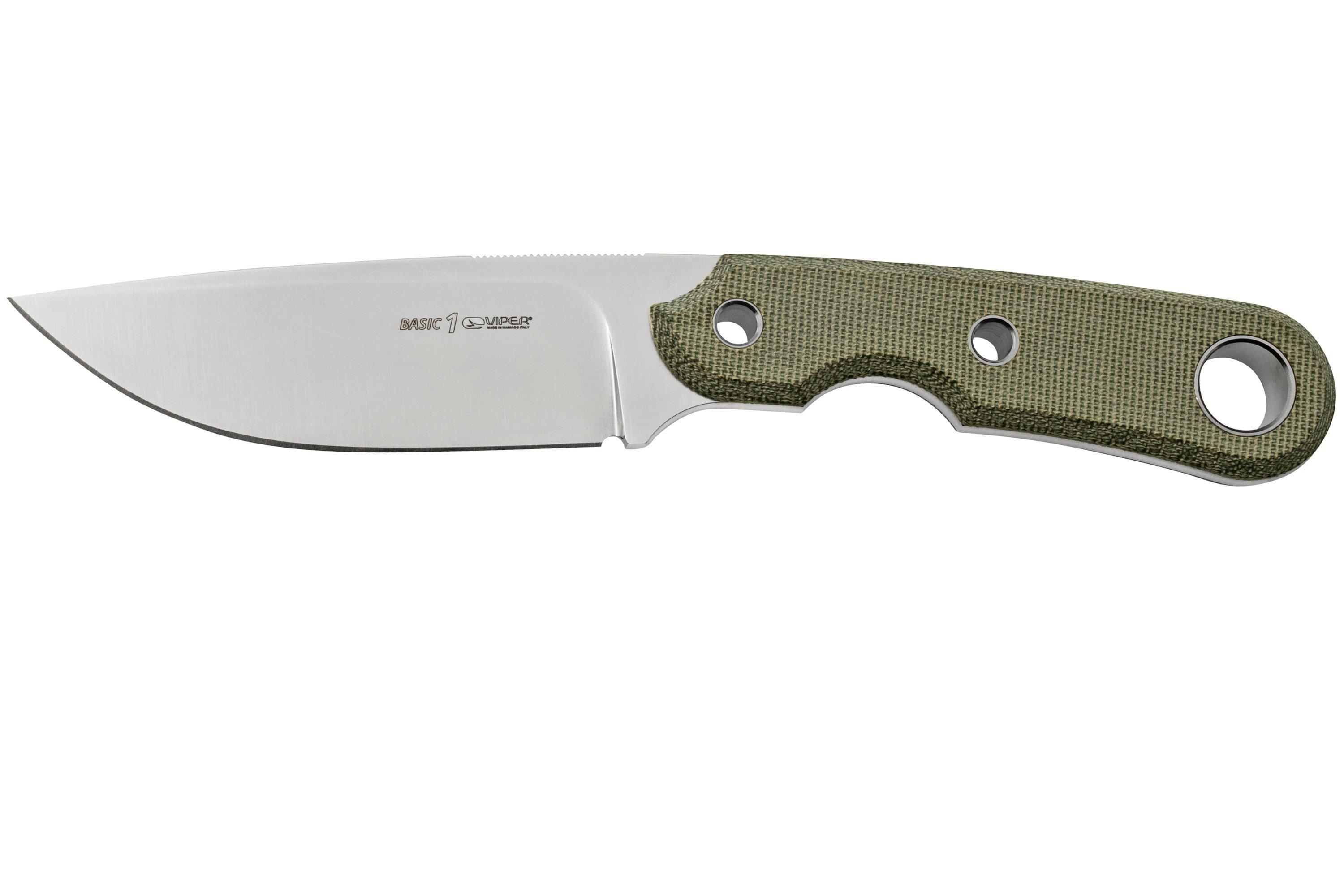 Viper Basic 1 VT4026CG MagnaCut Drop Point Satin, Green Canvas Micarta ...