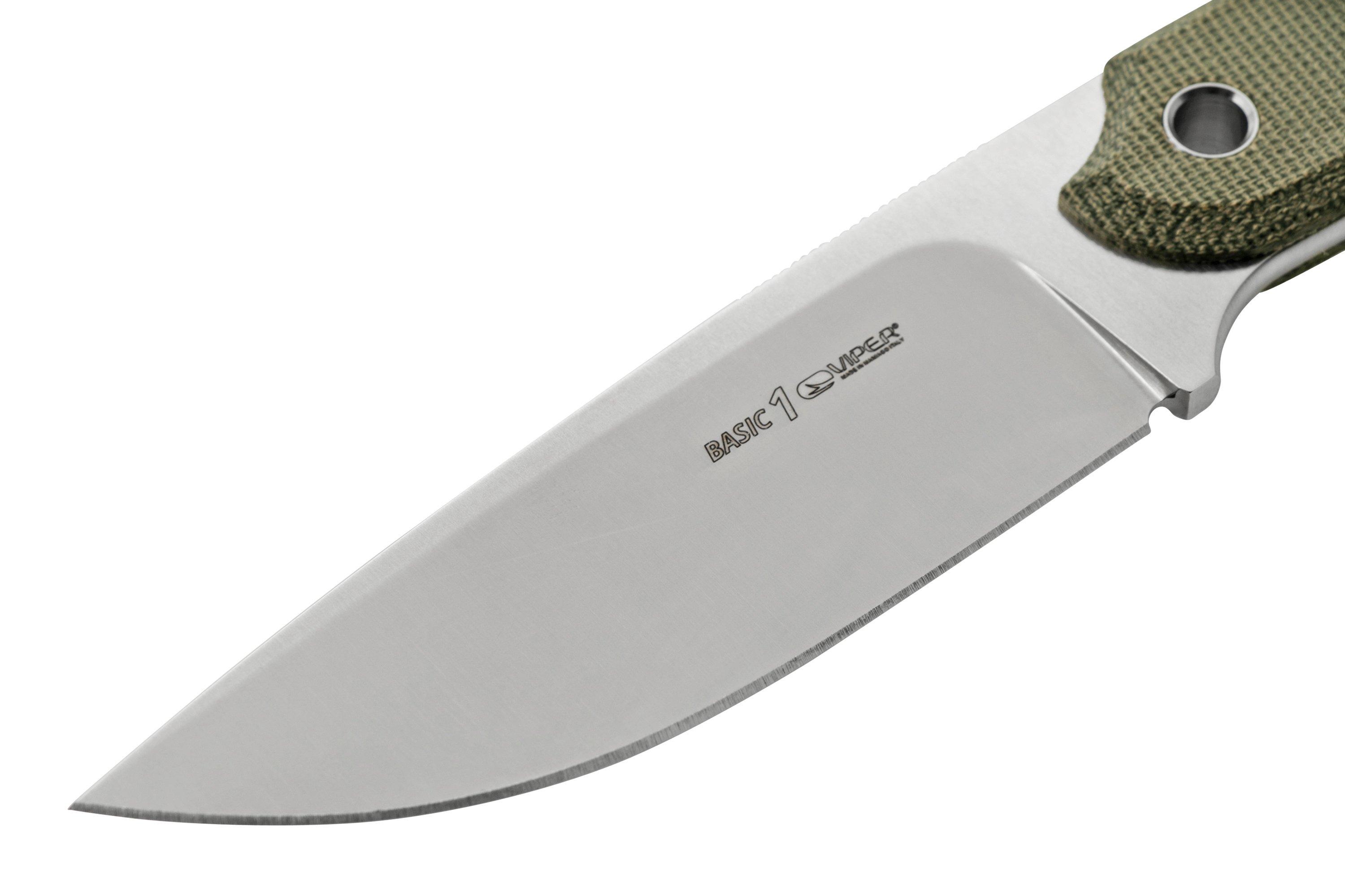 Viper Basic 1 VT4026CG MagnaCut Drop Point Satin, Green Canvas Micarta ...