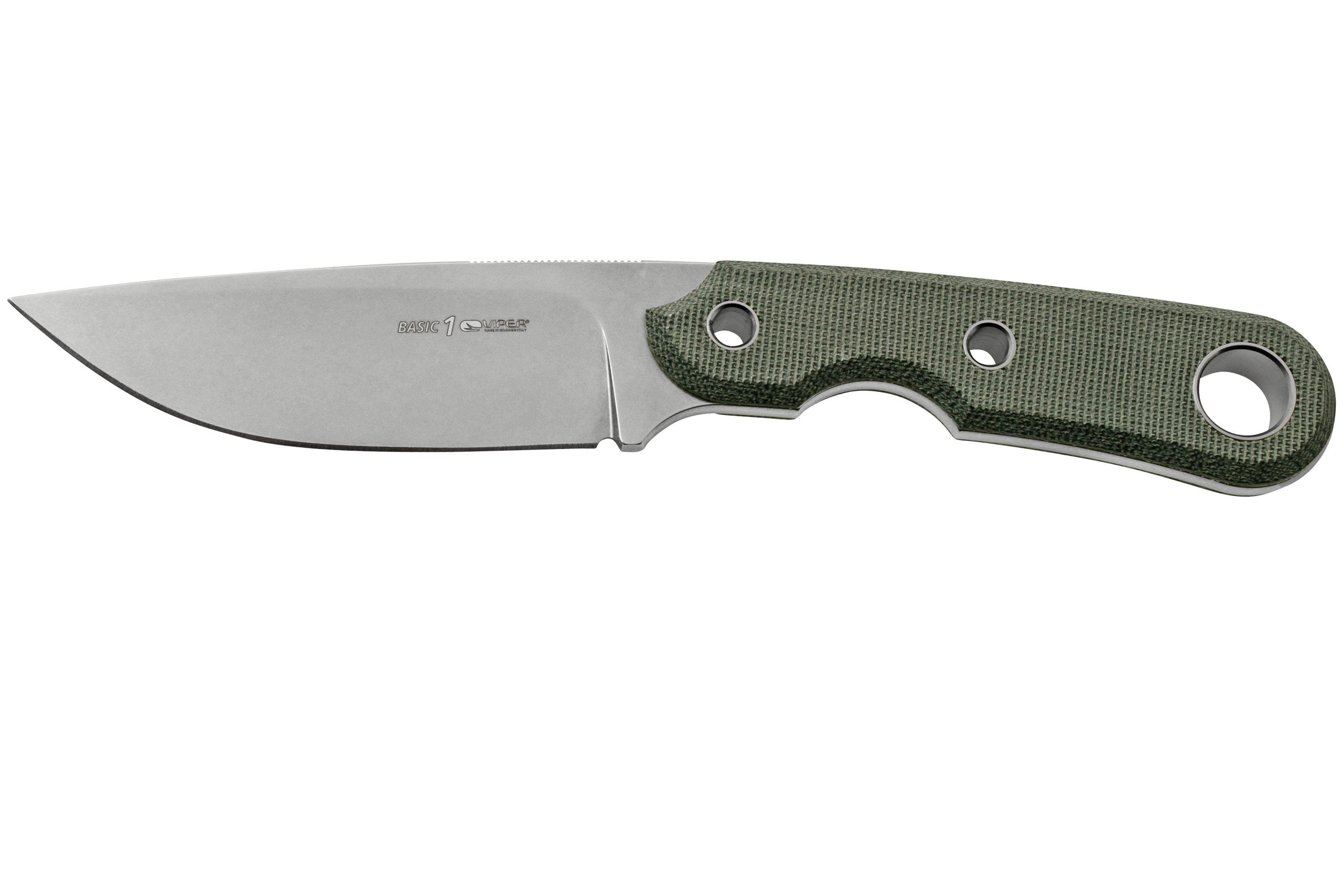 Viper Basic 1 VT4028CB, D2 Droppoint Stonewashed, Black Canvas Micarta ...