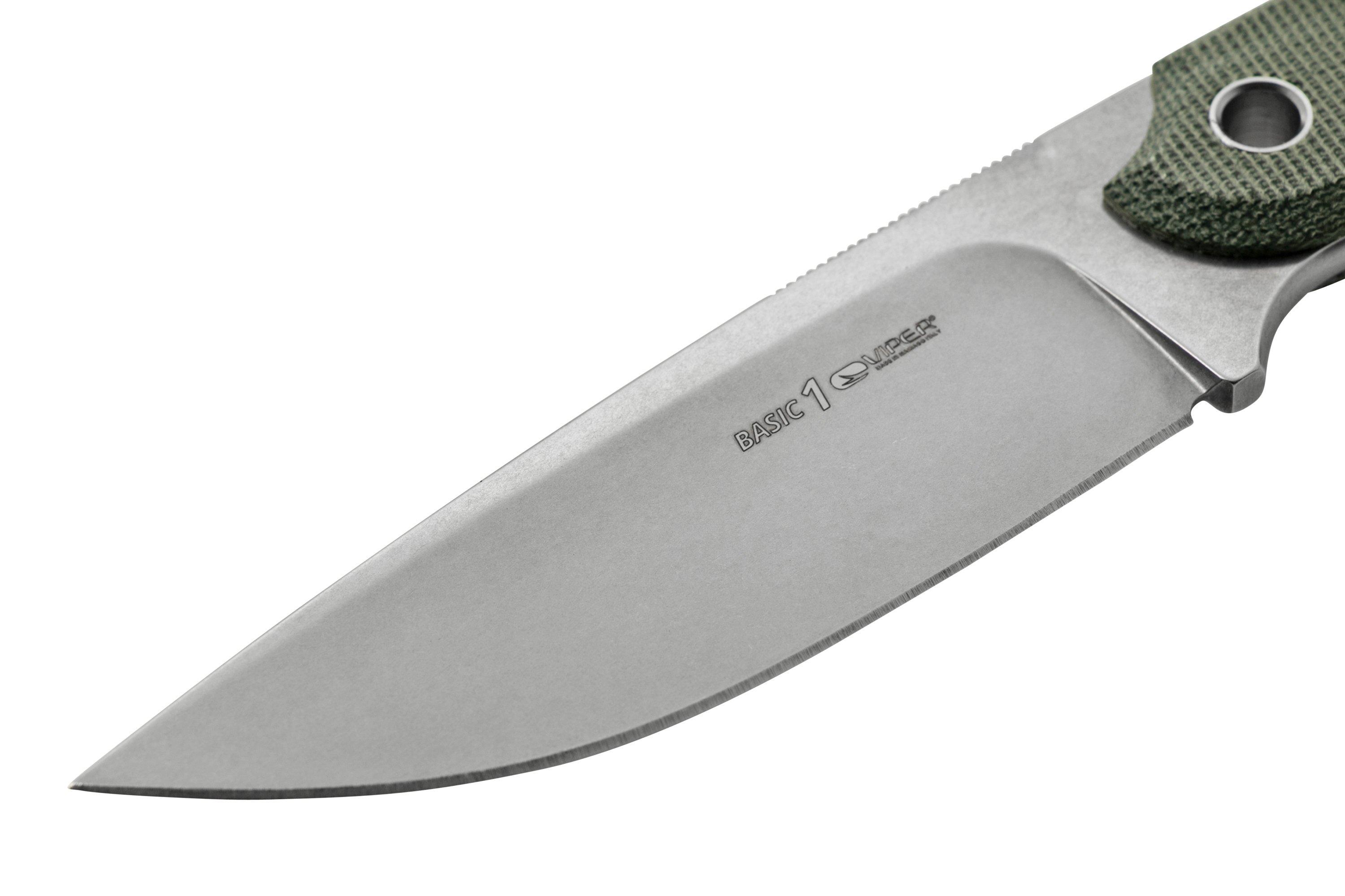 Viper Basic 1 VT4028CB, D2 Droppoint Stonewashed, Black Canvas Micarta ...