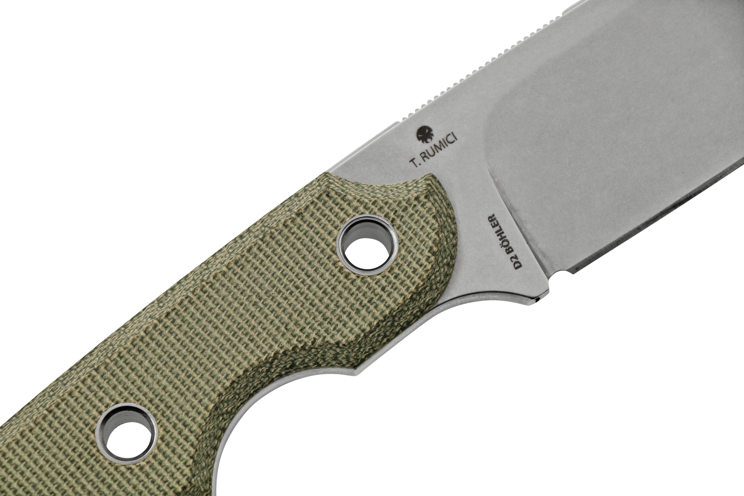 Viper Basic 1 VT4028CG, D2 Droppoint Stonewashed, Green Canvas Micarta ...