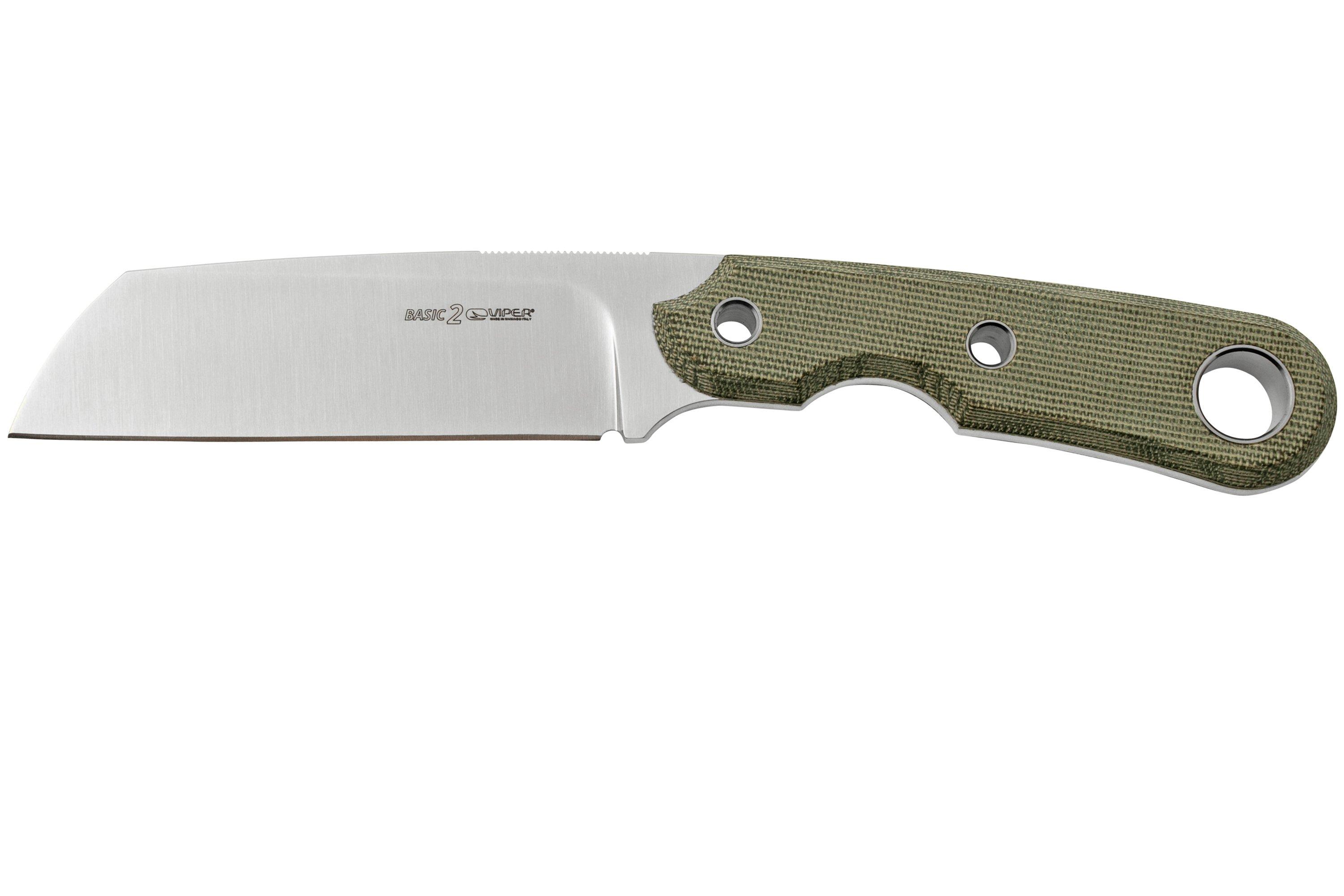 Viper Basic 2 VT4030CG MagnaCut Sheepsfoot Satin, Green Canvas Micarta ...