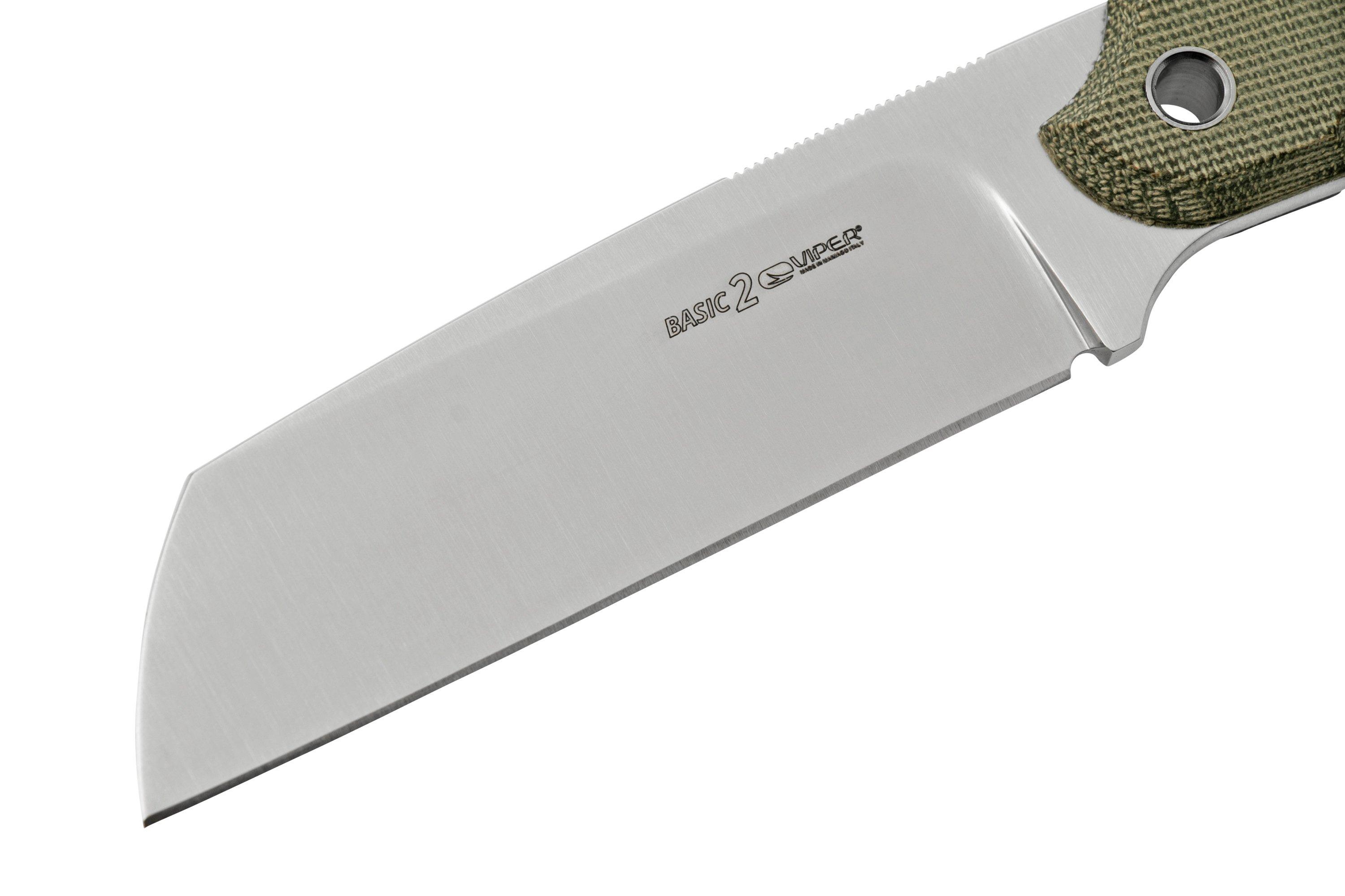 Viper Basic 2 VT4030CG MagnaCut Sheepsfoot Satin, Green Canvas Micarta ...