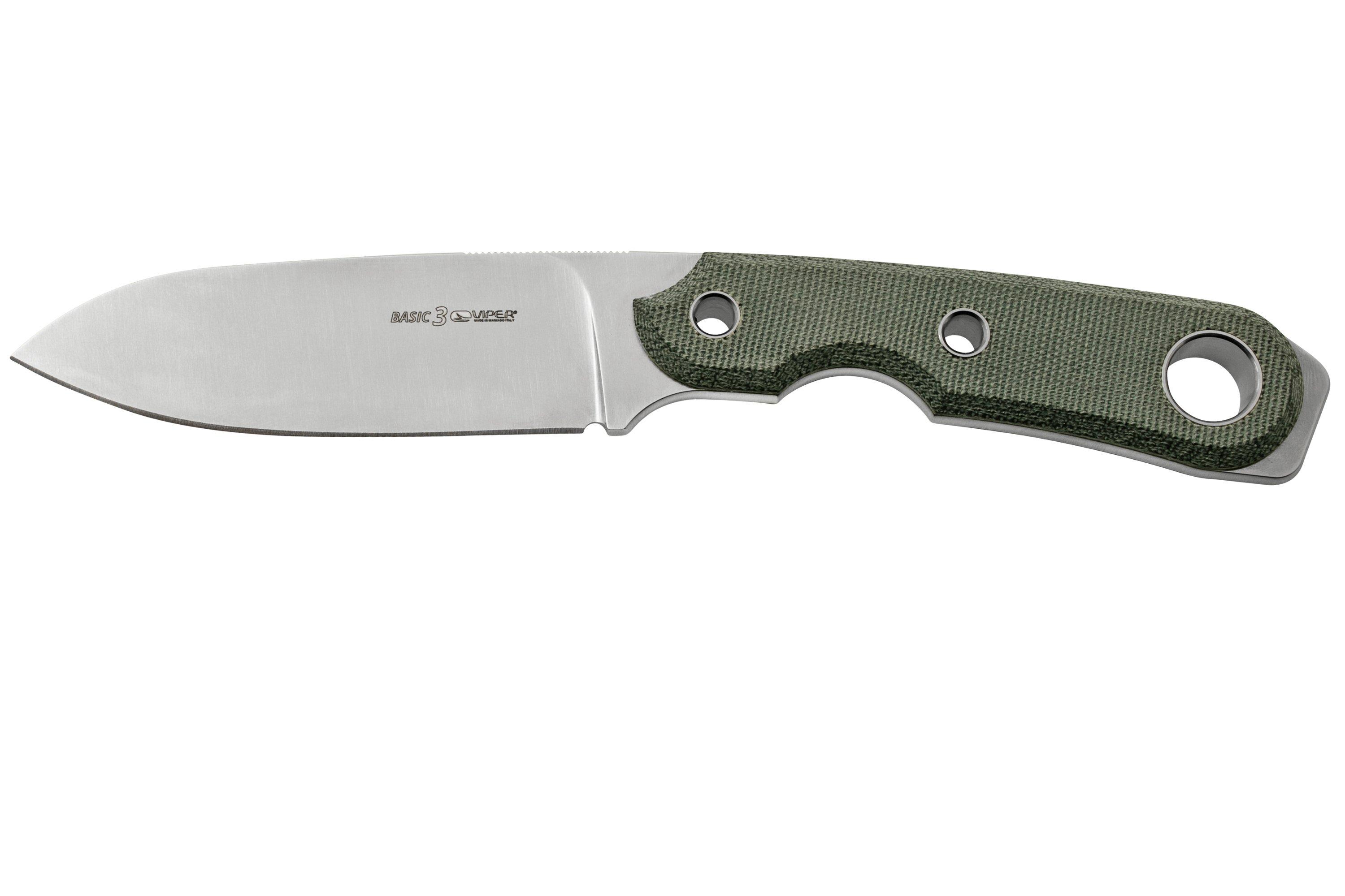 Viper Basic 3 VT4034CB MagnaCut Spear Point Satin, Black Canvas Micarta ...