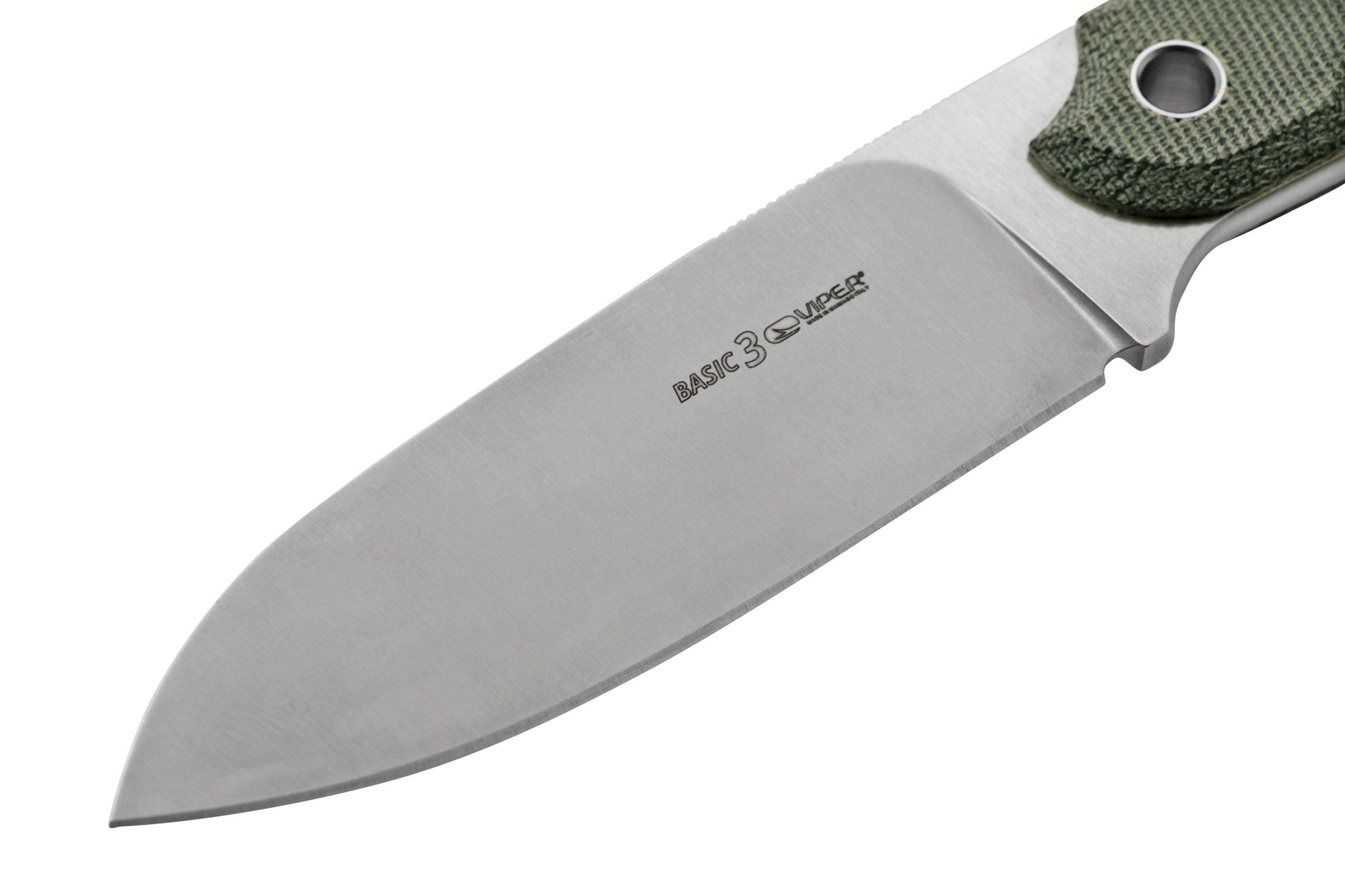 Viper Basic 3 VT4034CB MagnaCut Spear Point Satin, Black Canvas Micarta ...
