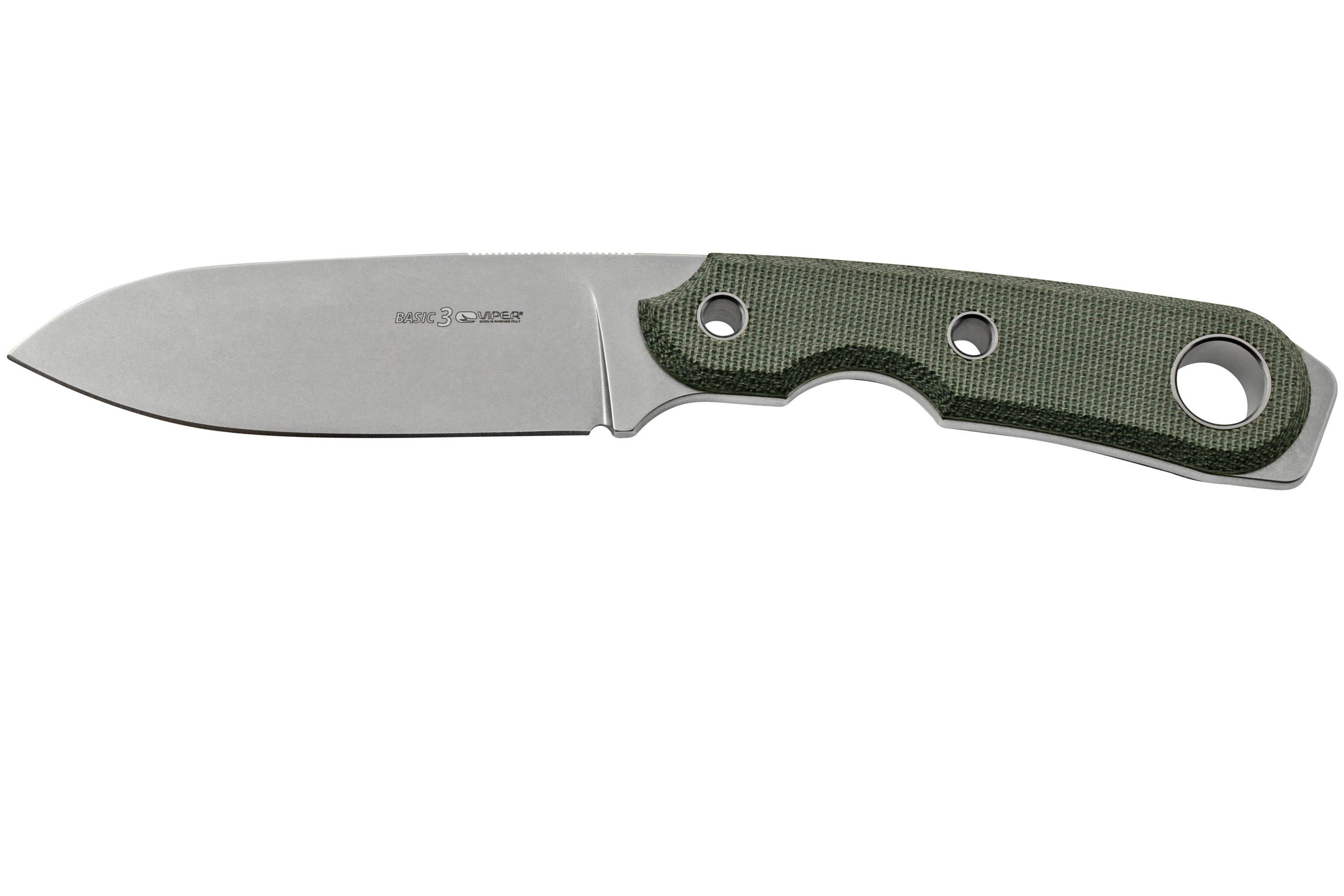 Viper Basic 3 VT4036CB D2 Spear Point Stonewashed, Black Canvas Micarta ...