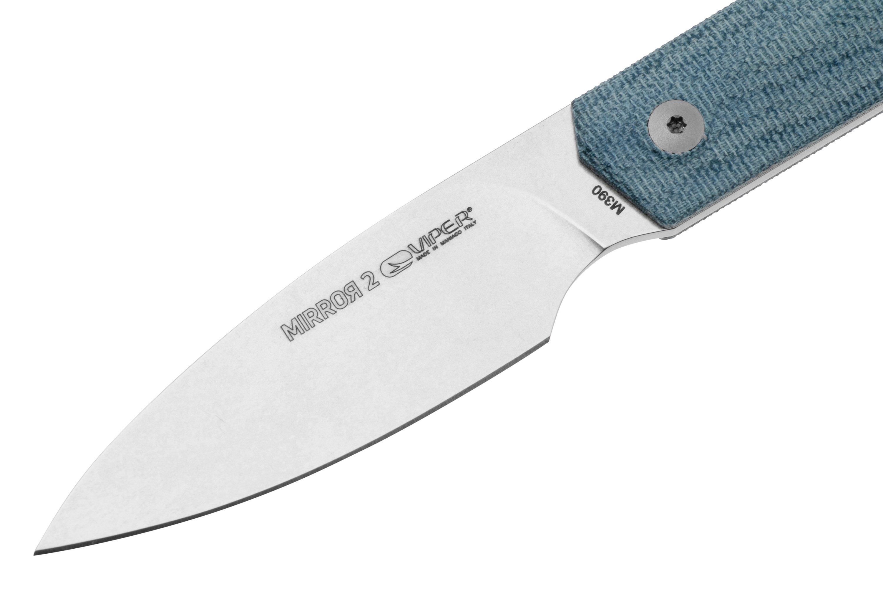 Viper Mirror 2 VT4064CD Böhler M390, Denim Canvas Micarta, fixed knife ...