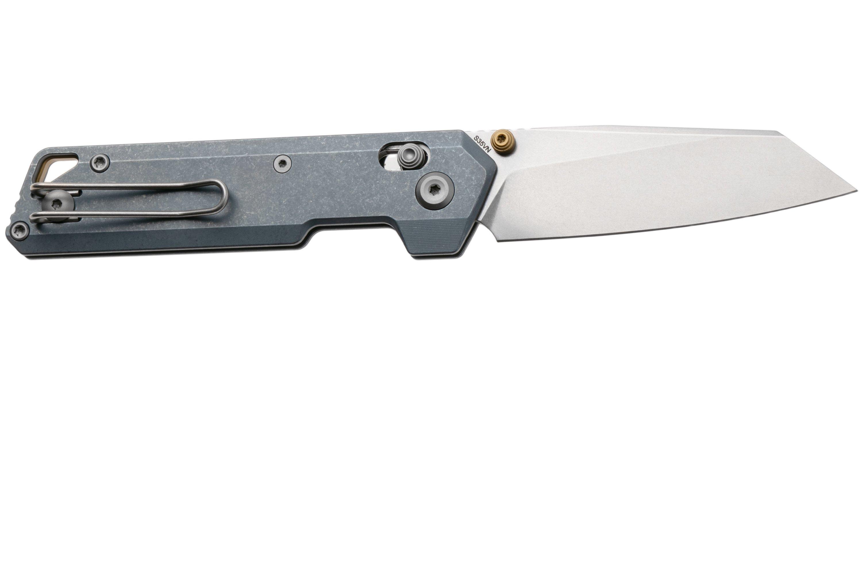 Vosteed Parallel A3504 Stonewashed S35VN, Blue Titanium, pocket knife ...