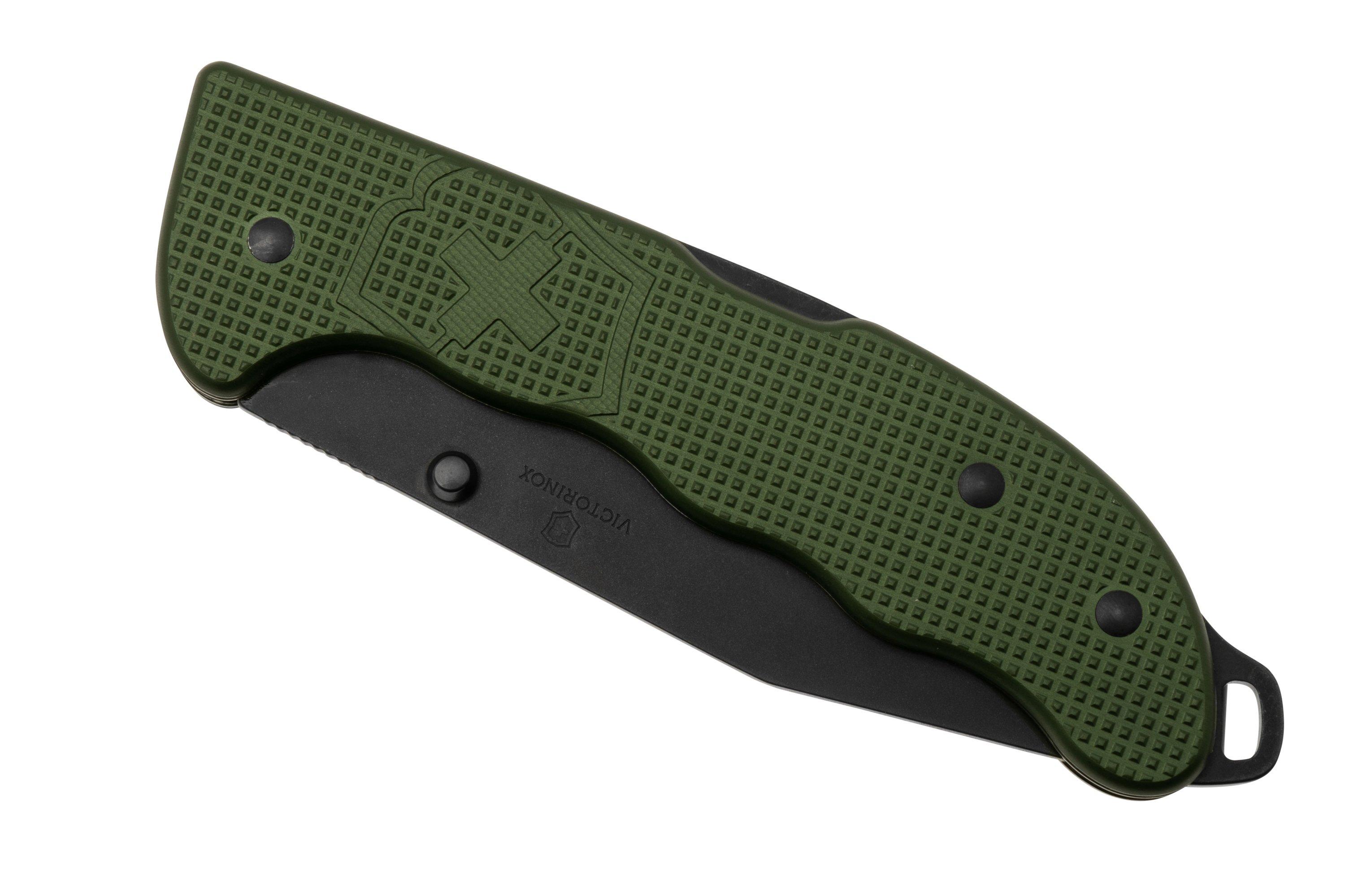 Victorinox Evoke 0.9425.DS24 Olive Green Alox, Clip Point Black Coating ...