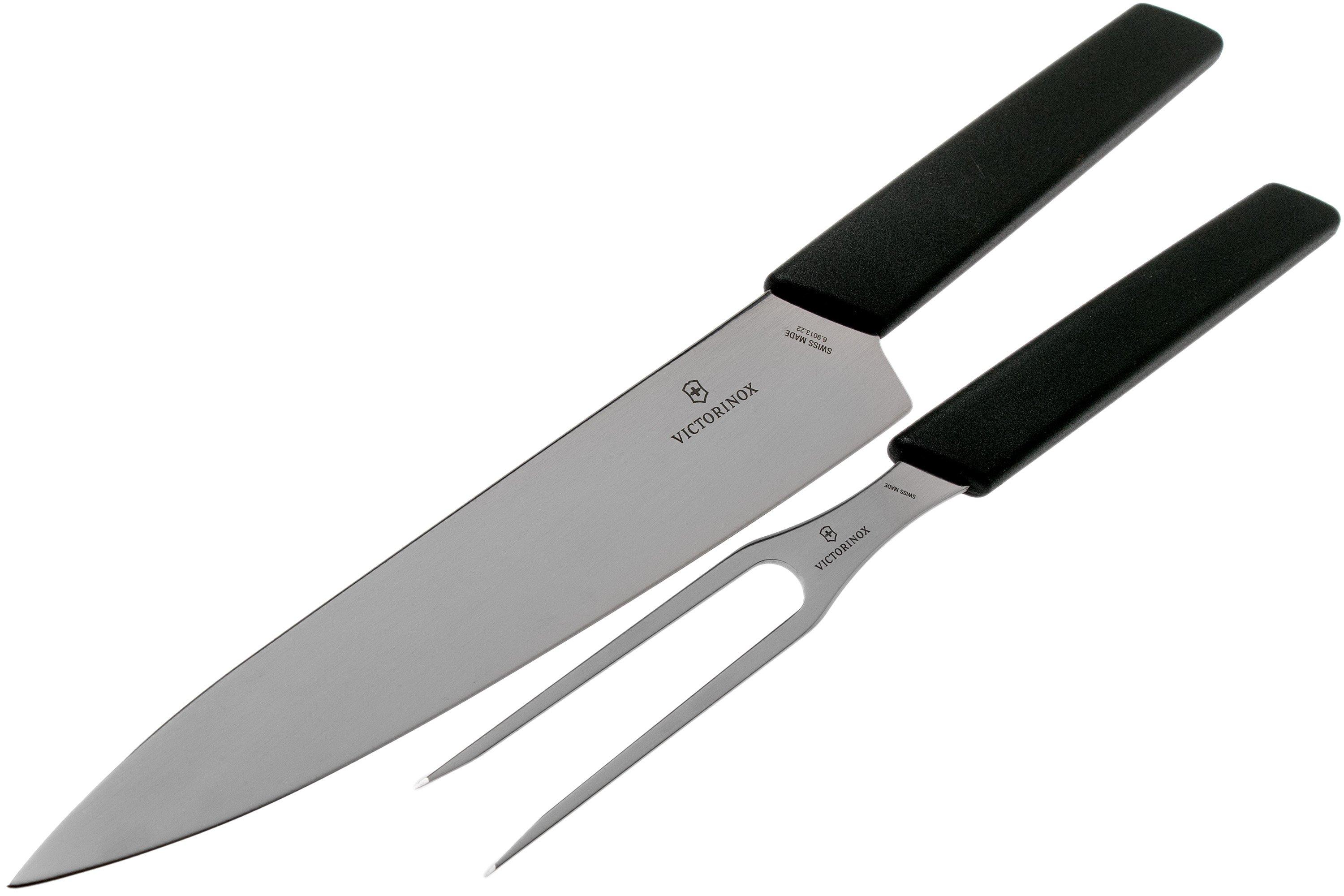 Victorinox Swiss Modern carving knife and meat fork, black ...