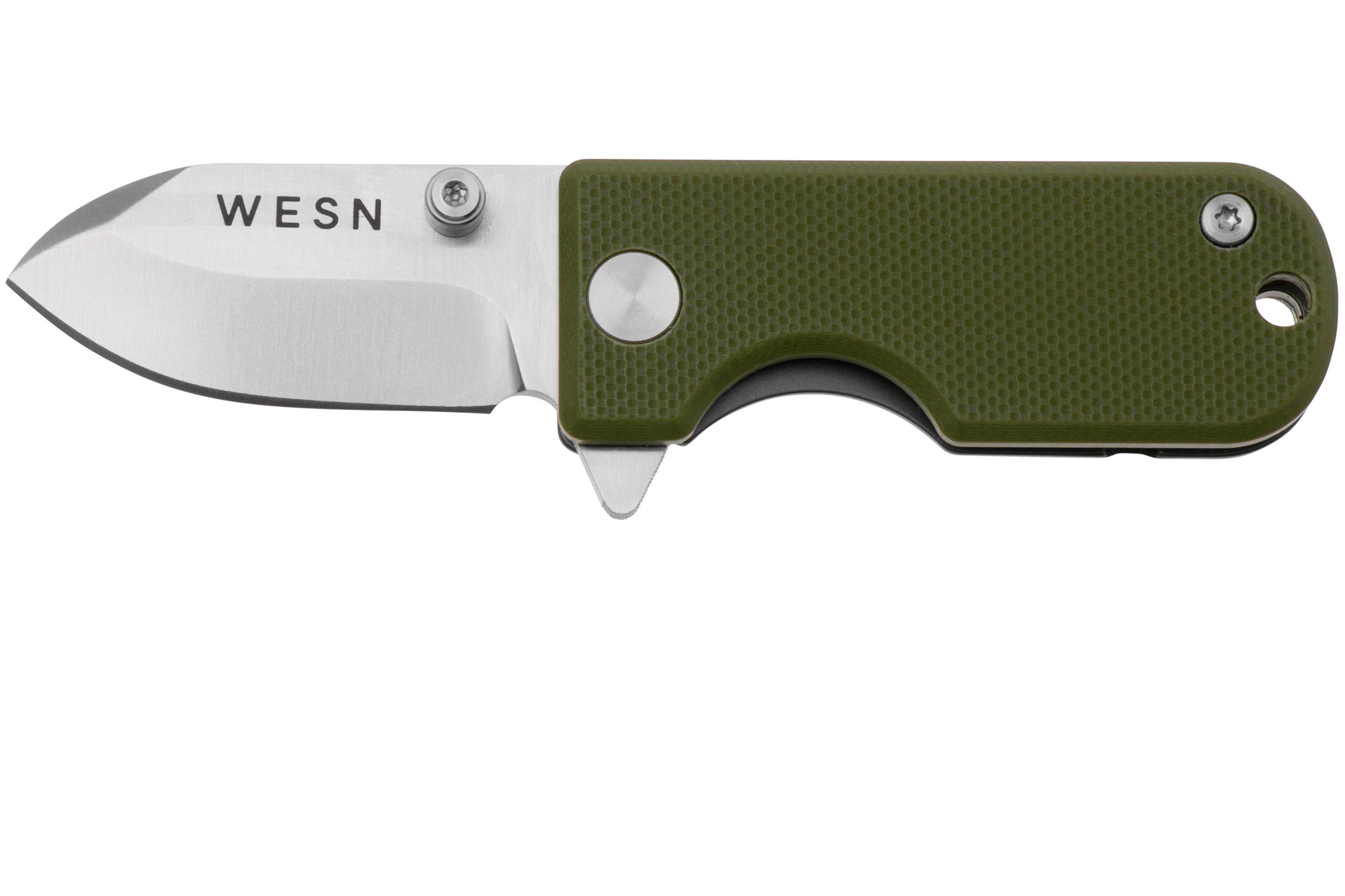 WESN Microblade SN01-3, D2, OD Green G10, Titanium, couteau de poche ...