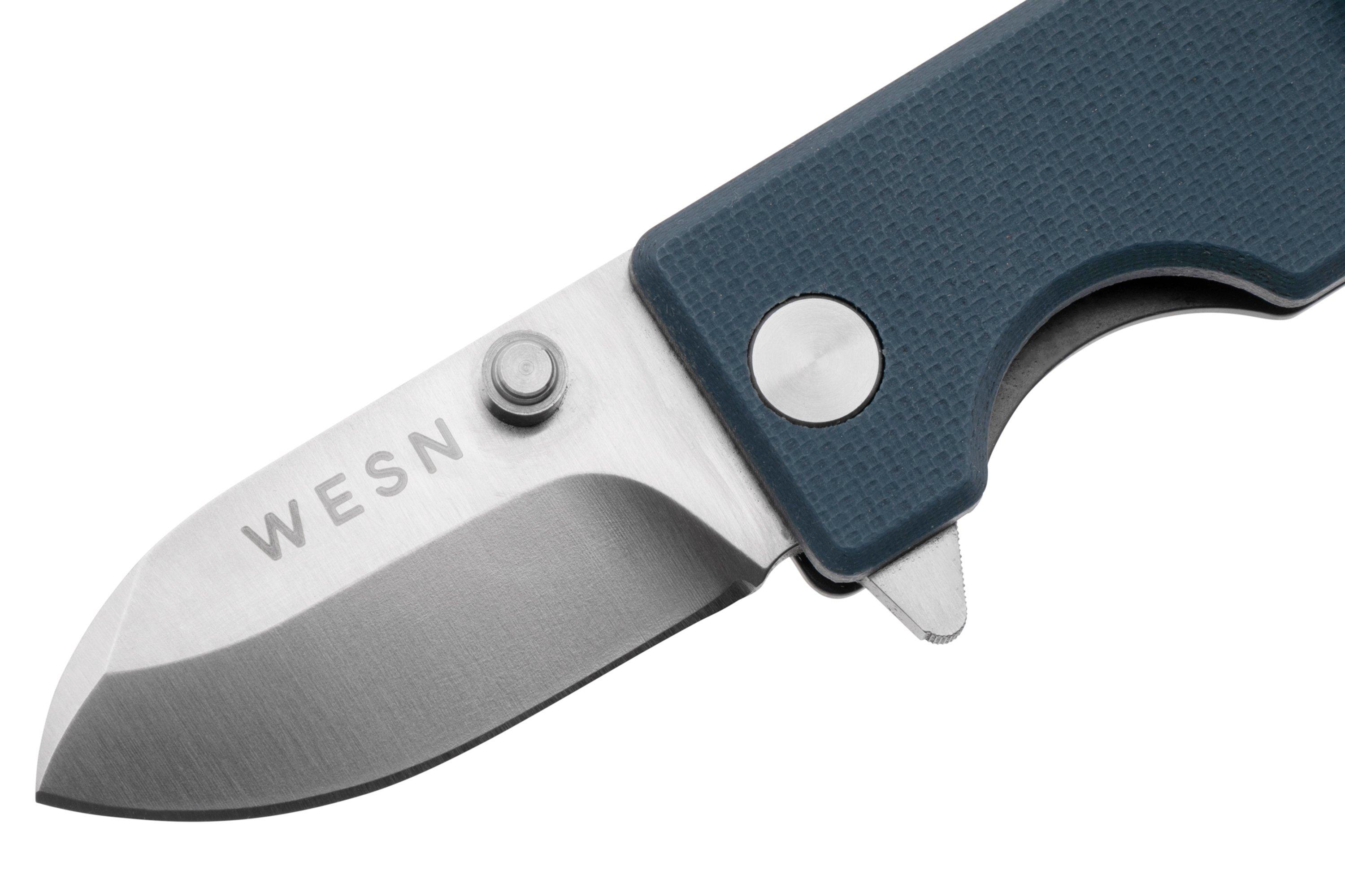 WESN Microblade SN01-4, D2, Blue G10, Titanium, pocket knife ...