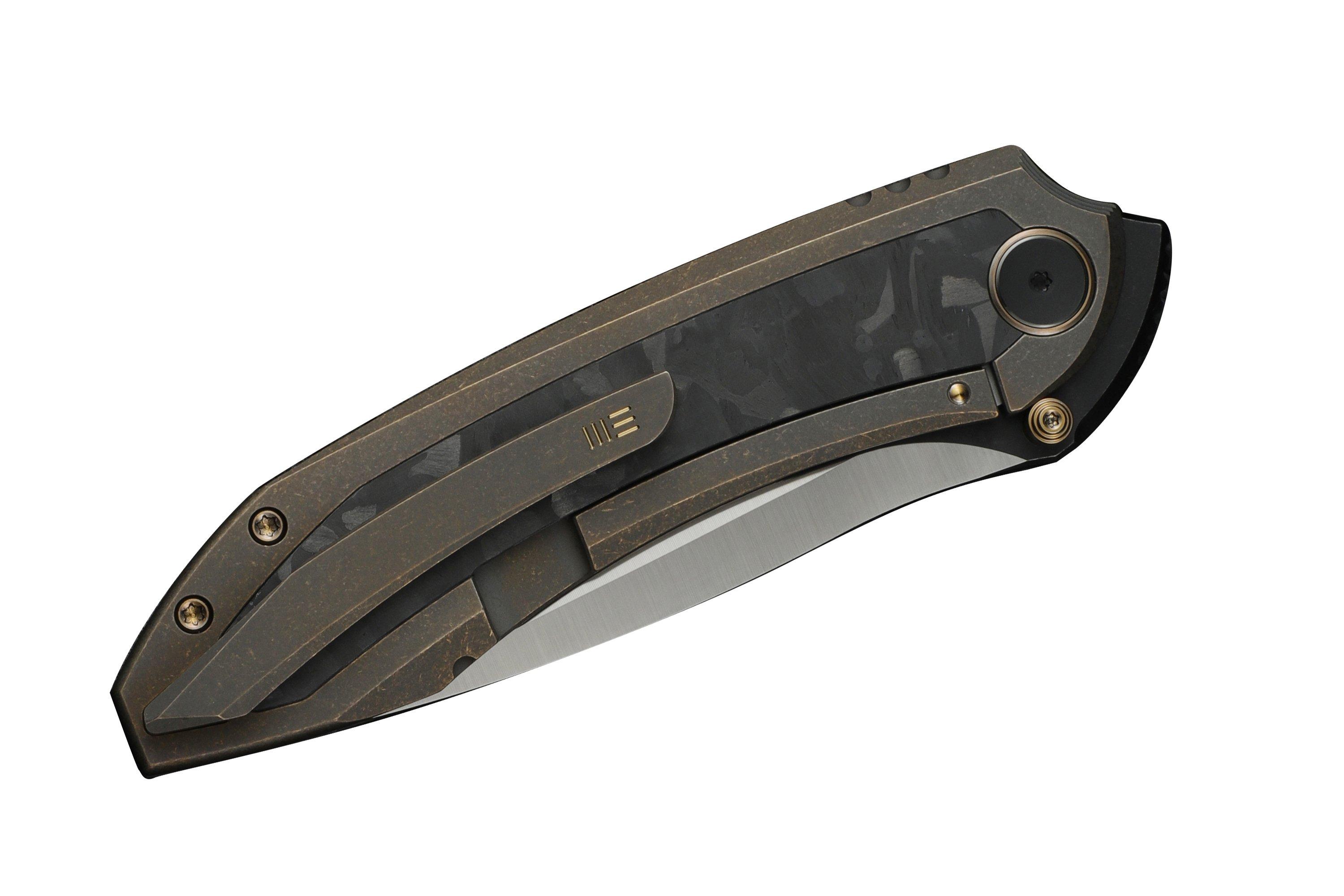 WE Knife Winsome WE23092-3 Satin, Bronze Titanium Marble Carbon Inlay, couteau de poche ...