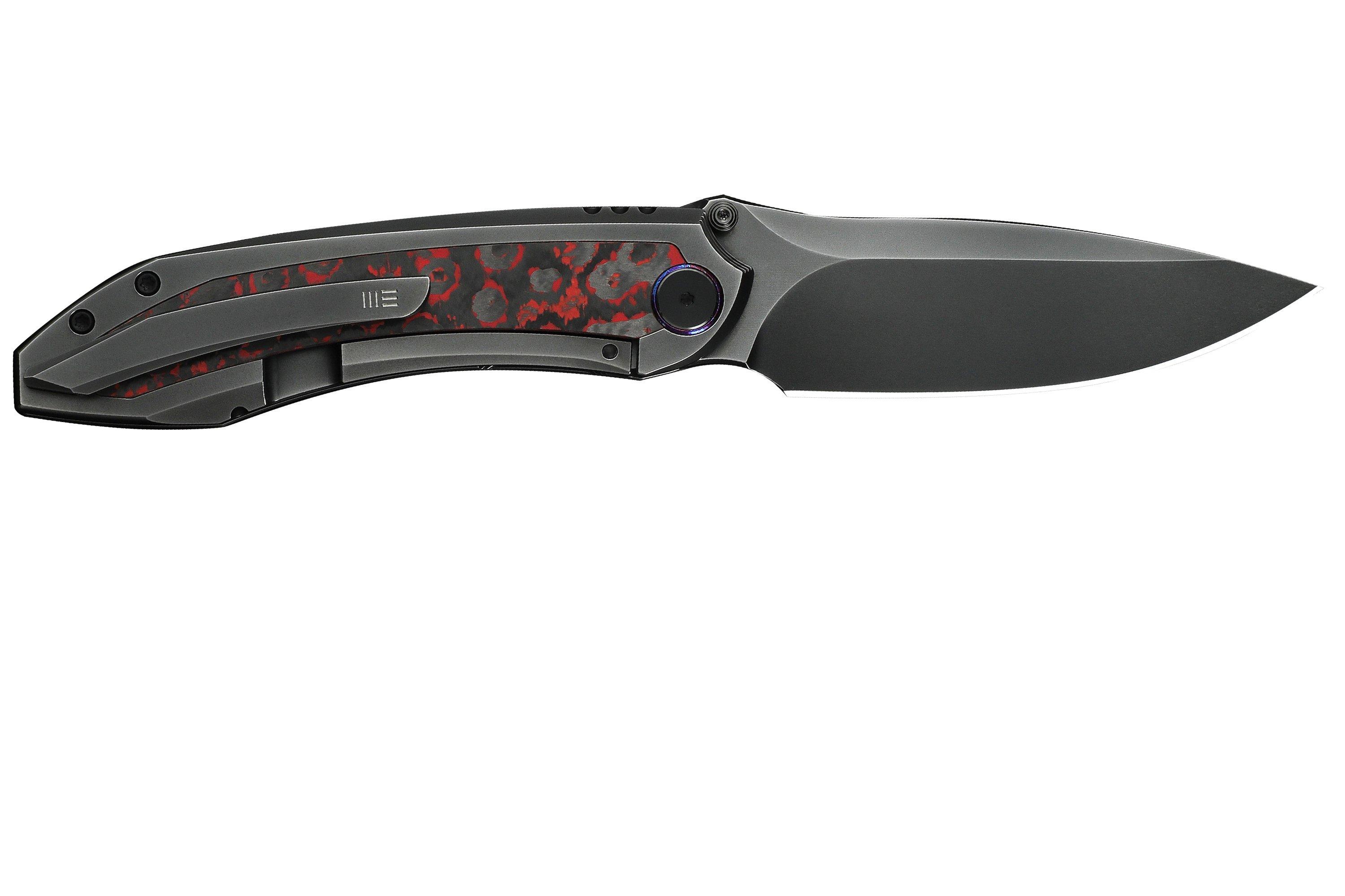 WE Knife Winsome WE23092-4 Polished Gray, Polished Gray Titanium Lava Flow Fat Carbon Inlay ...