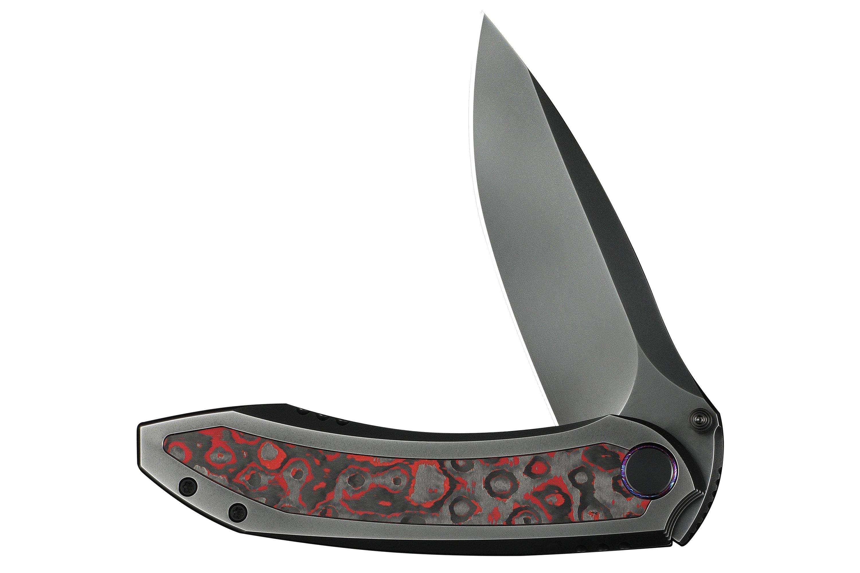 WE Knife Winsome WE23092-4 Polished Gray, Polished Gray Titanium Lava Flow Fat Carbon Inlay ...