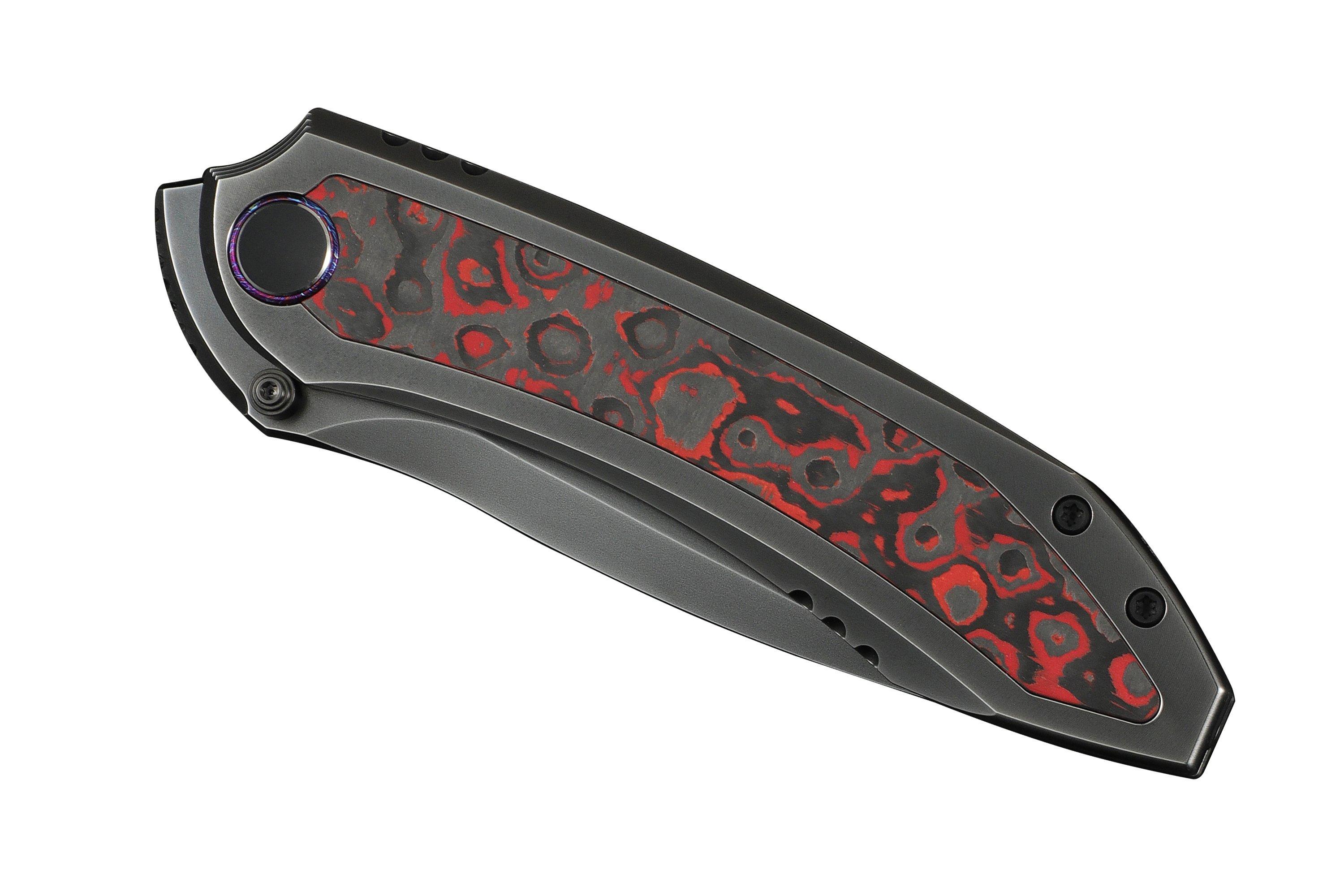 WE Knife Winsome WE23092-4 Polished Gray, Polished Gray Titanium Lava Flow Fat Carbon Inlay ...