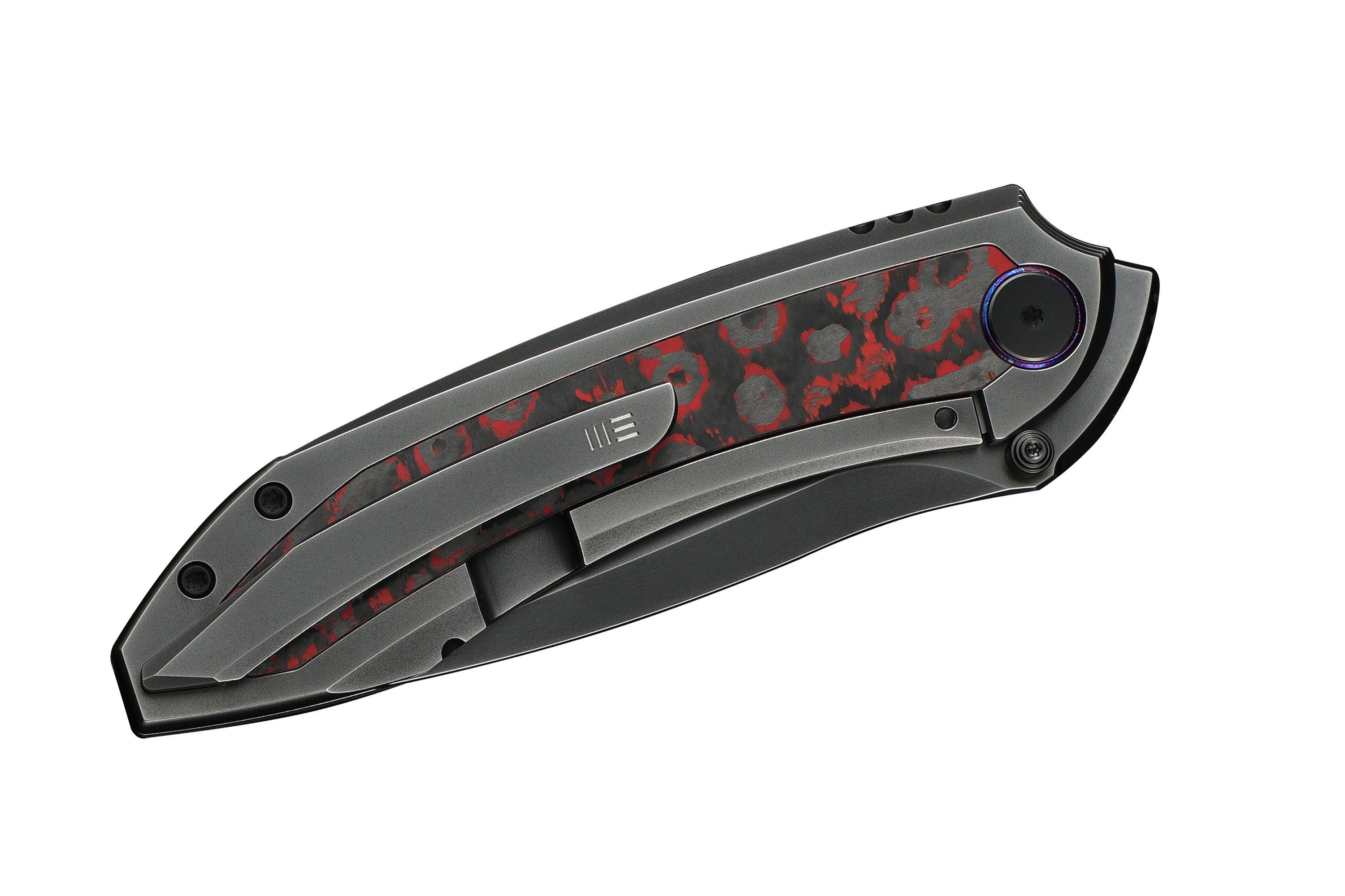 WE Knife Winsome WE23092-4 Polished Gray, Polished Gray Titanium Lava Flow Fat Carbon Inlay ...