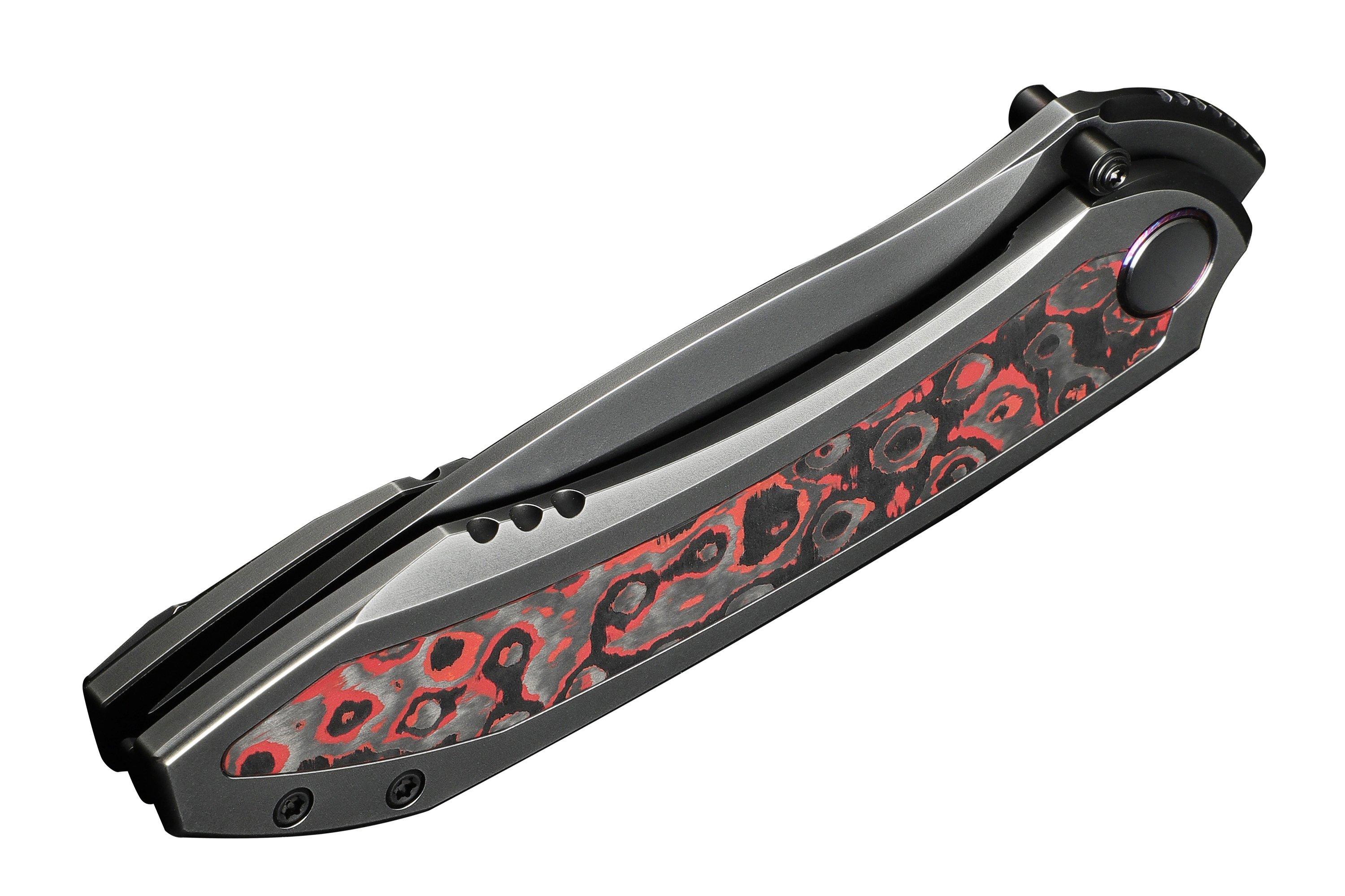 WE Knife Winsome WE23092-4 Polished Gray, Polished Gray Titanium Lava Flow Fat Carbon Inlay ...