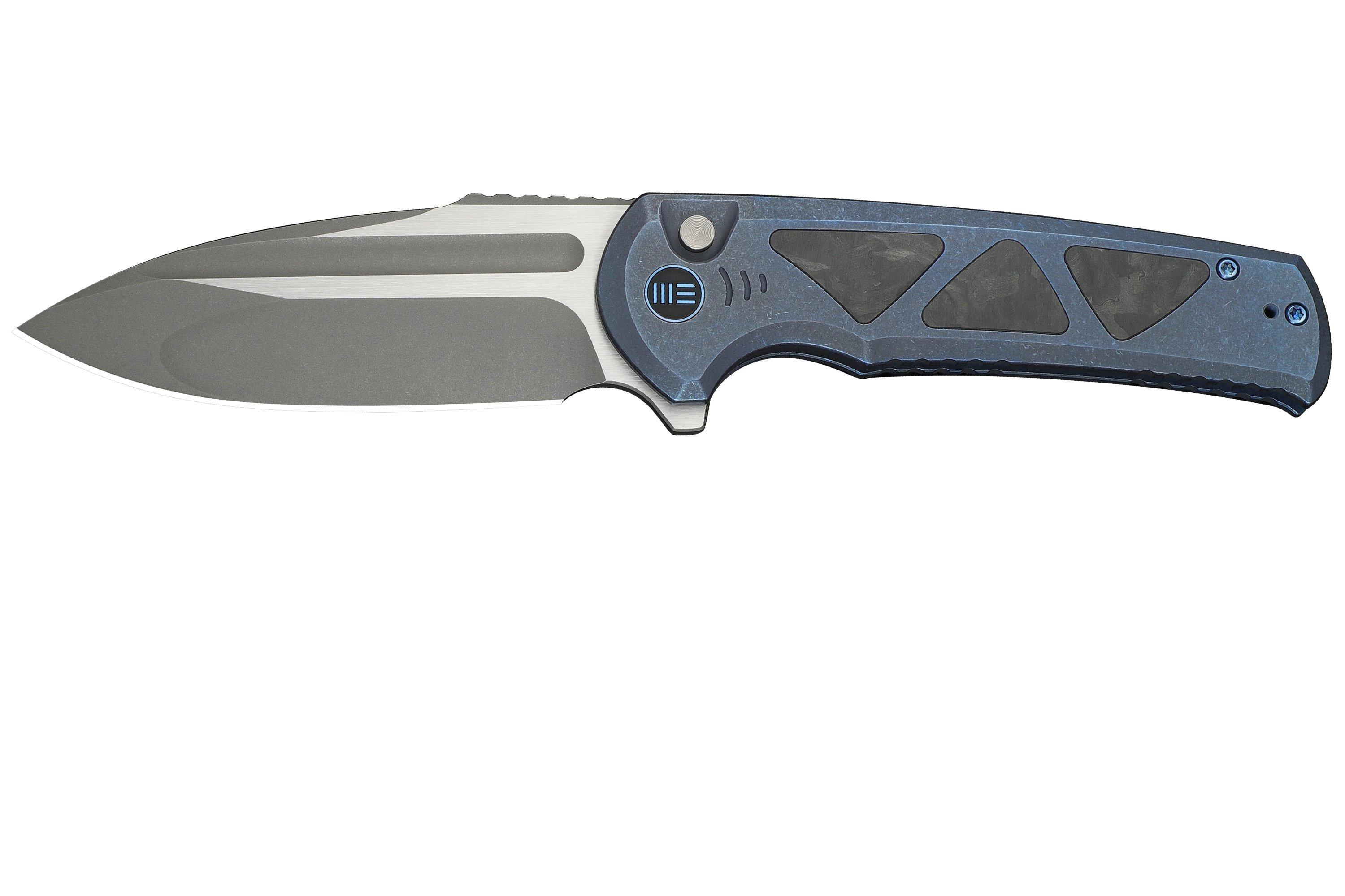 WE Knife Sylox WE24027-2 Gray Stonewashed, Blue Titanium Shredded ...
