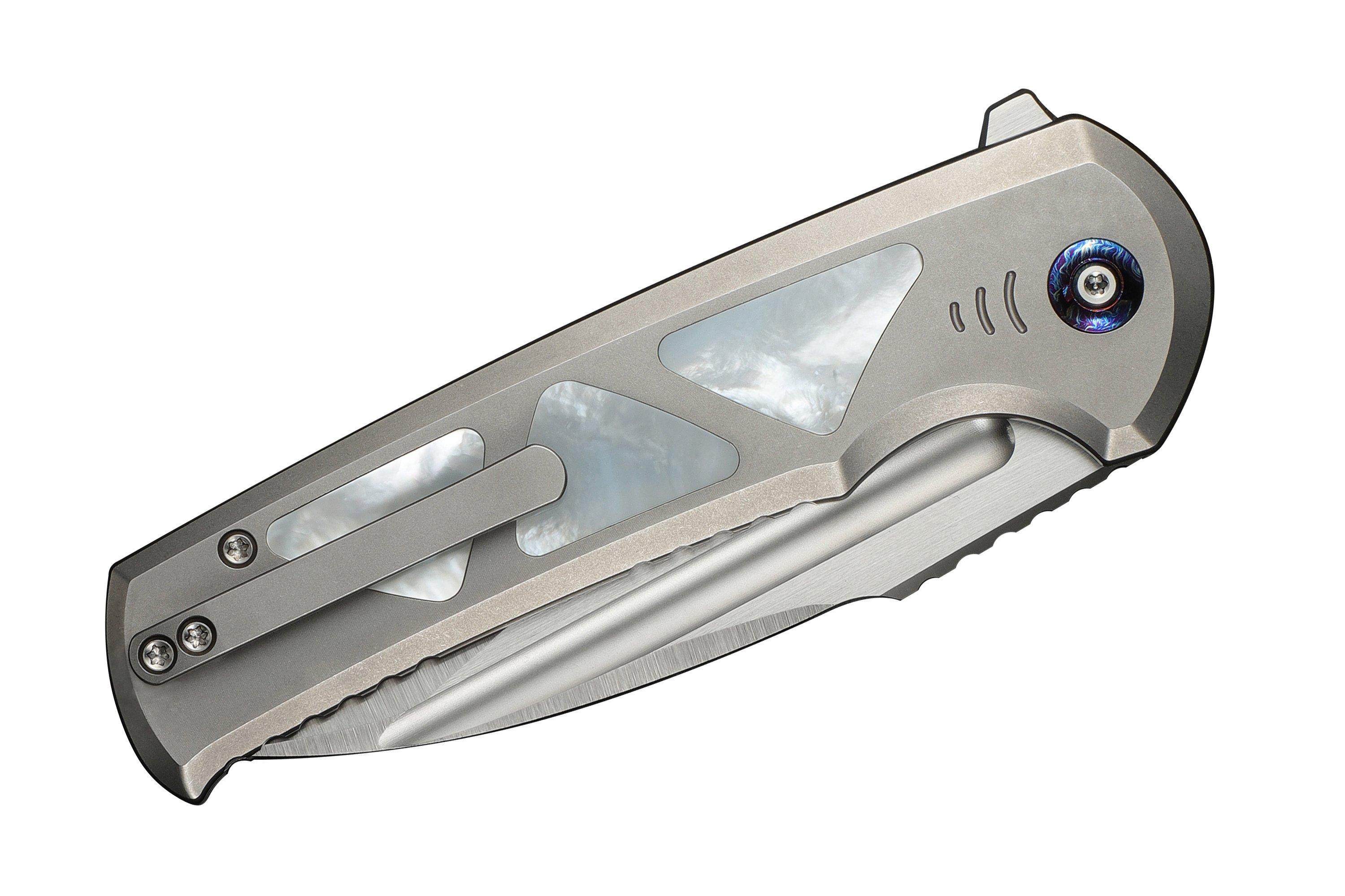 WE Knife Sylox WE24027-4 Satin, Gray Titanium Mother of Pearl Inlay ...
