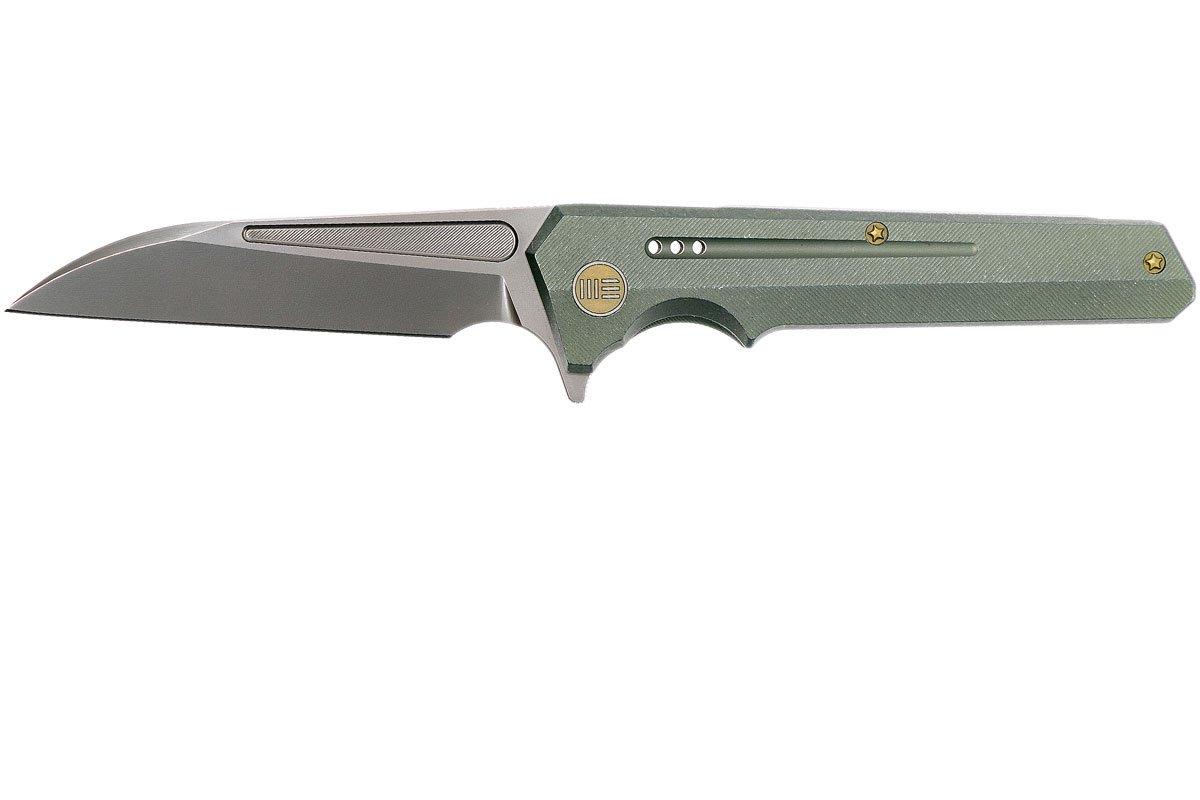WE Knife 705B pocket knife, green handle, wharncliffe blade ...