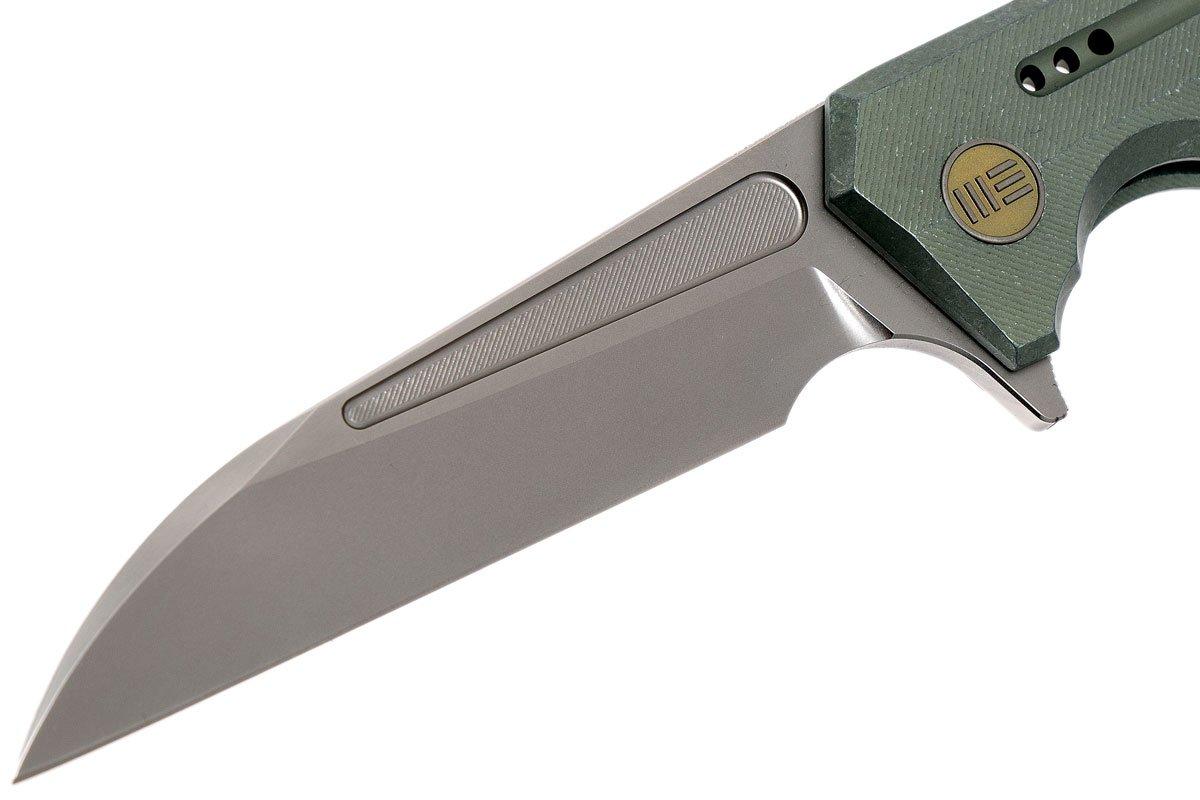 WE Knife 705B pocket knife, green handle, wharncliffe blade ...