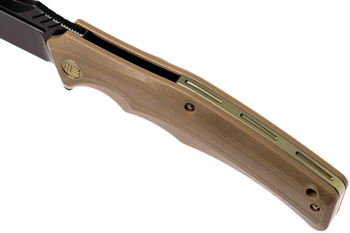 WE Knife 709C Thraex pocket knife, Tan G10, Black blade ...