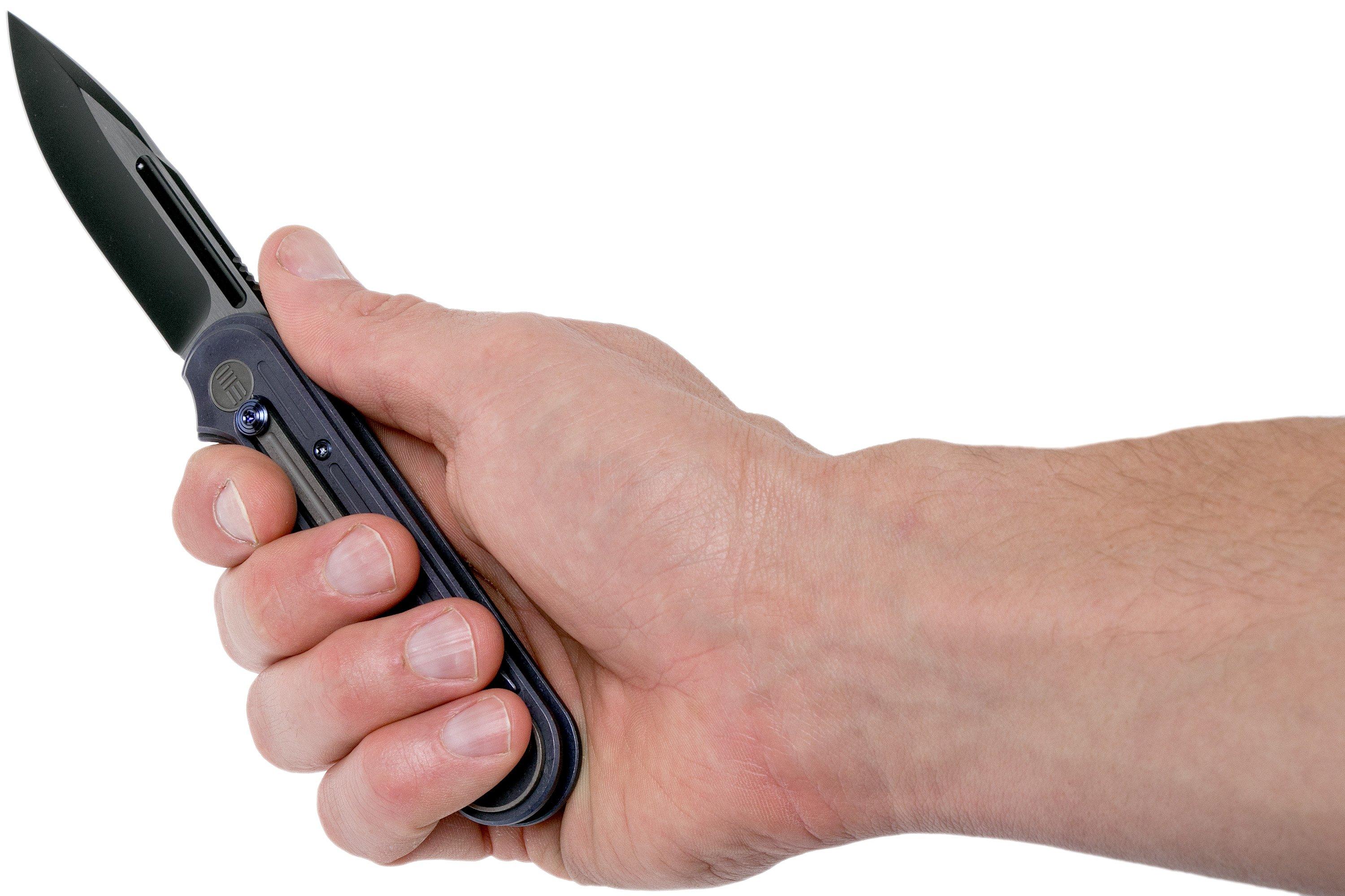 WE Knife Double Helix 815C couteau de poche, Blue Handle, Black Blade ...