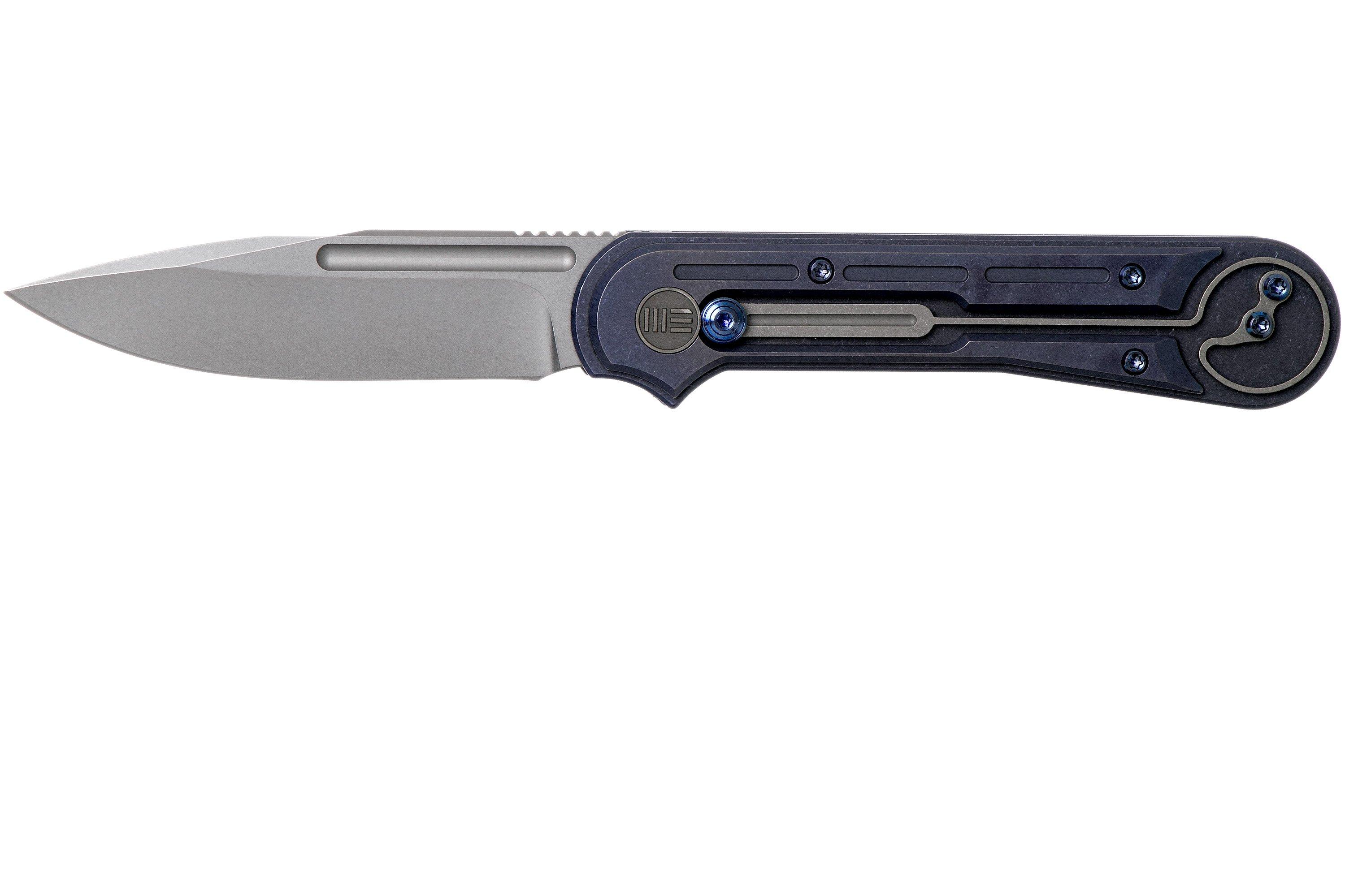 WE Knife Double Helix 815D pocket knife, Blue Handle, Stonewashed Blade ...