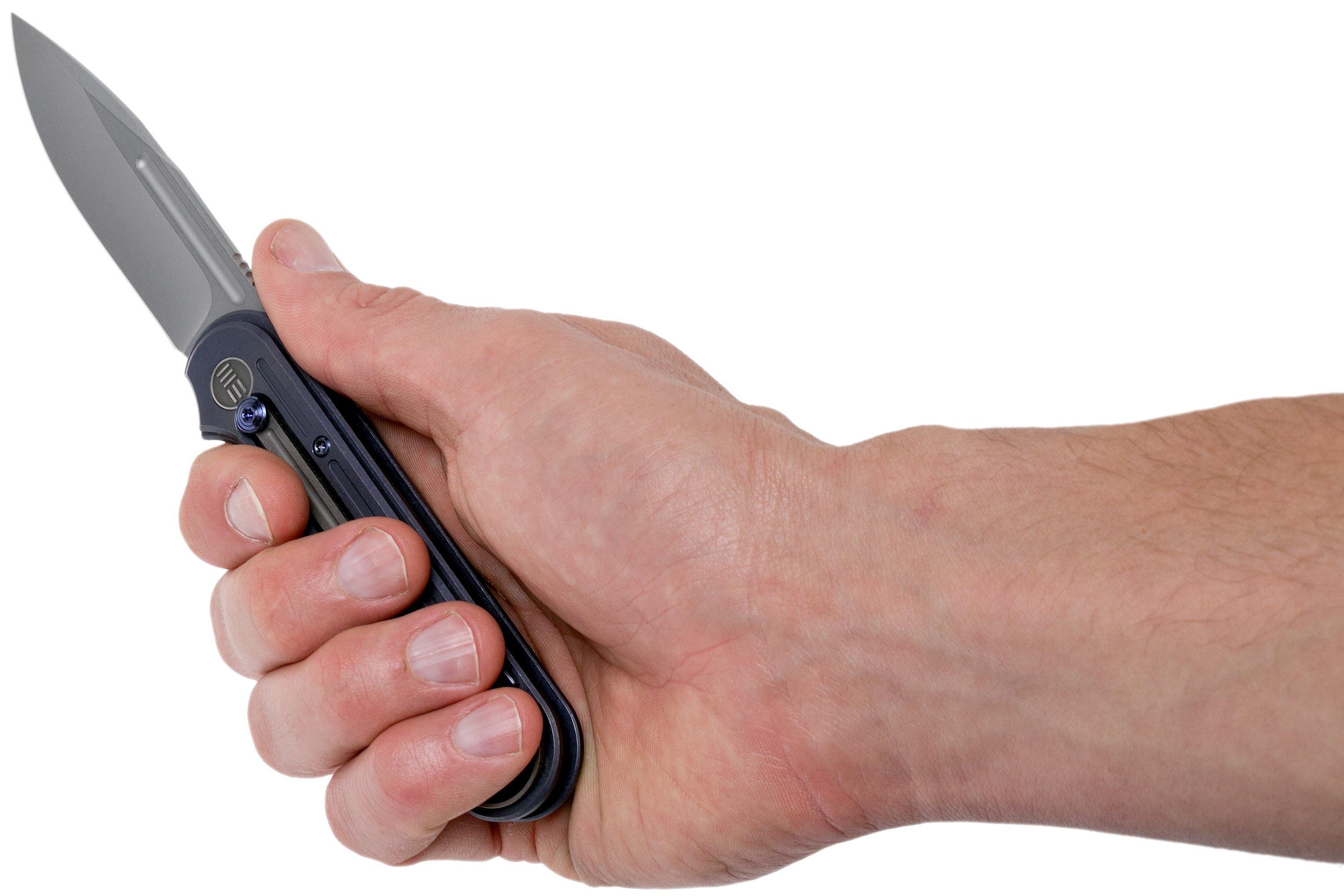 WE Knife Double Helix 815D pocket knife, Blue Handle, Stonewashed Blade ...